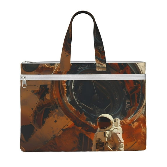 Cauagu Astronaut Exploring Mars Pattern Canvas Tote File Bag, Zipper ...