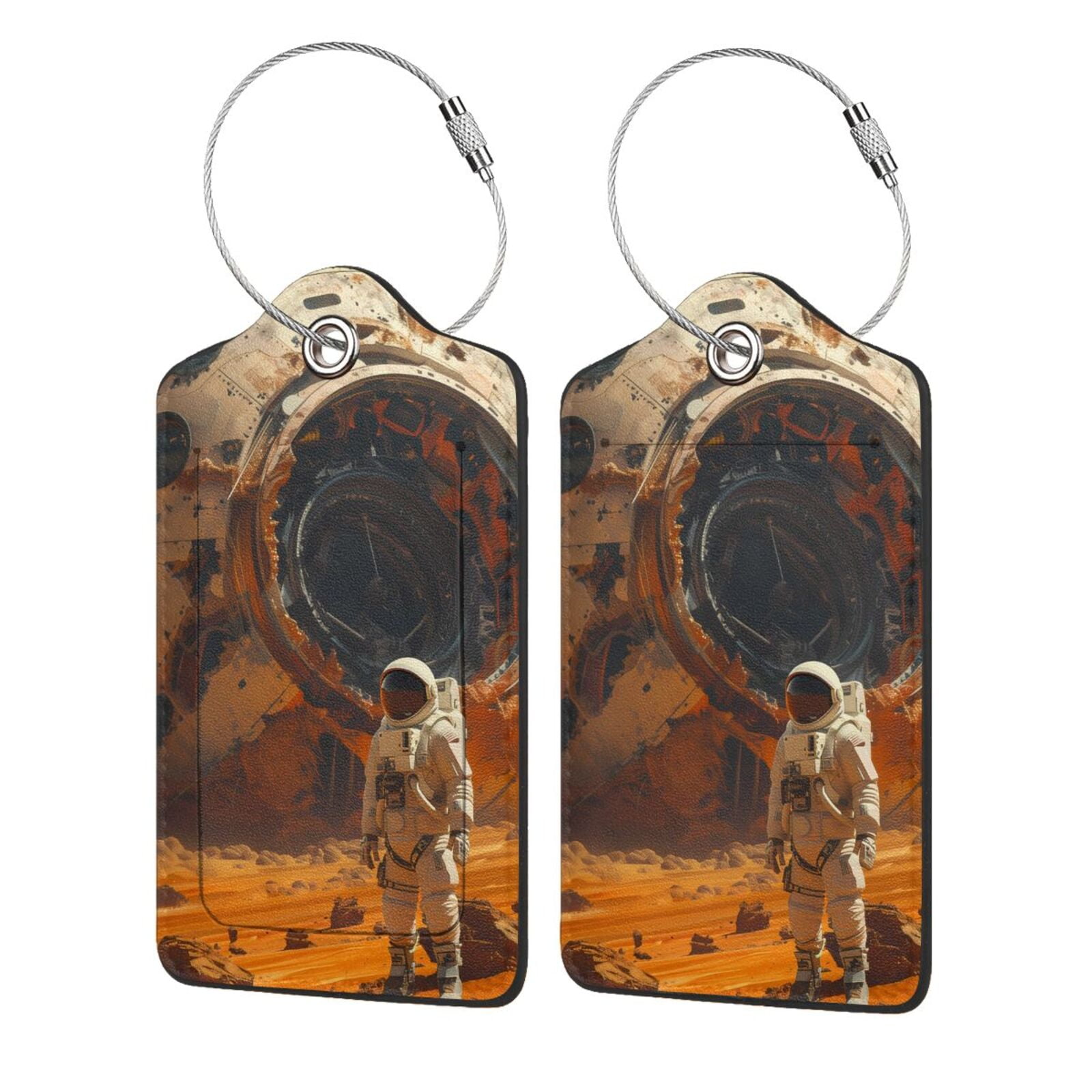 Cauagu Astronaut Exploring Mars Pattern Luggage Tags,Leather Luggage ...