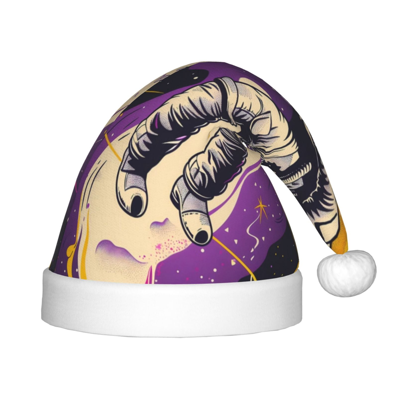 Cauagu Astronaut Floating purple Space Pattern Christmas Hat for Kids ...