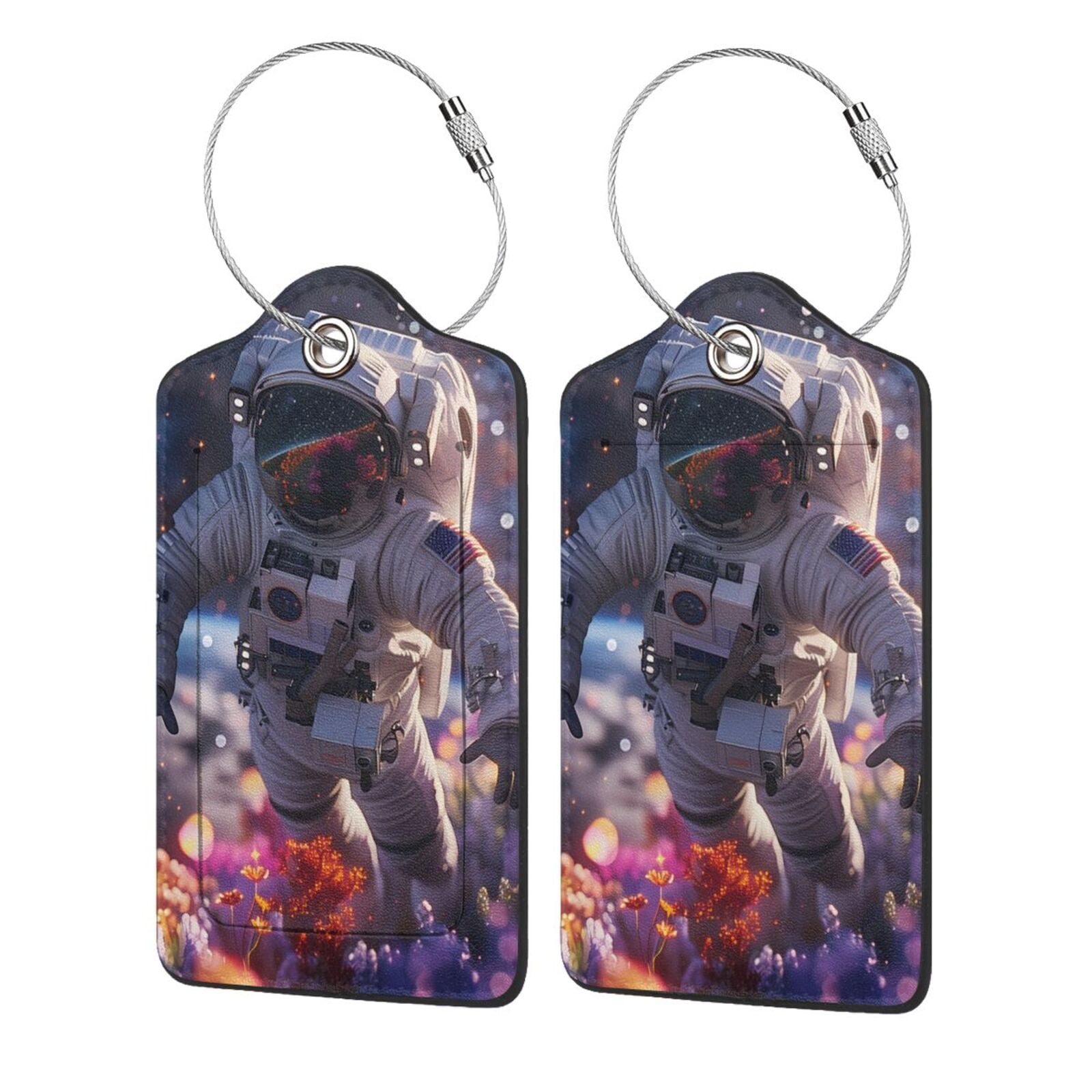 Cauagu Astronaut In Cosmic Garden Pattern Luggage Tags,Leather Luggage ...
