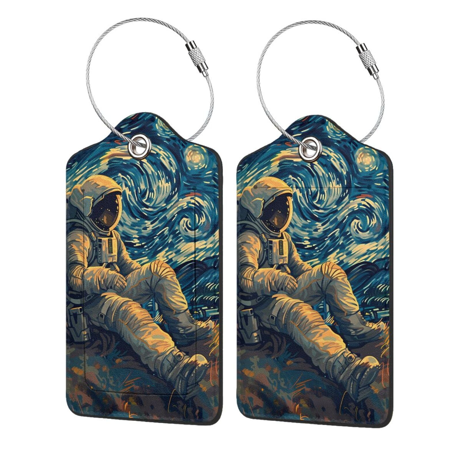 Cauagu Astronaut Starry Night Pattern Luggage Tags,Leather Luggage Tags ...