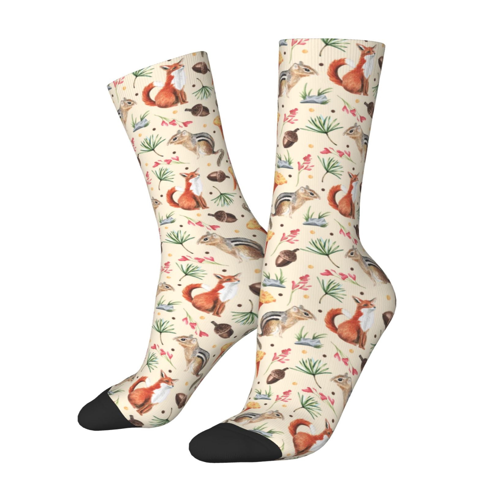 Cauagu Autumn Forest Animals Print Crew Socks for Women and Men,Adult ...