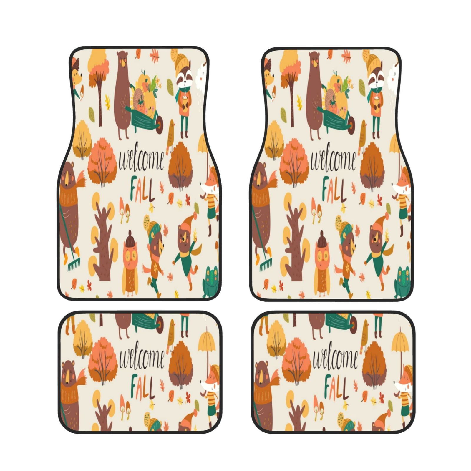 Cauagu Autumn In The Forest Pattern Car Floor Mat Set of 4,Car Carpet ...