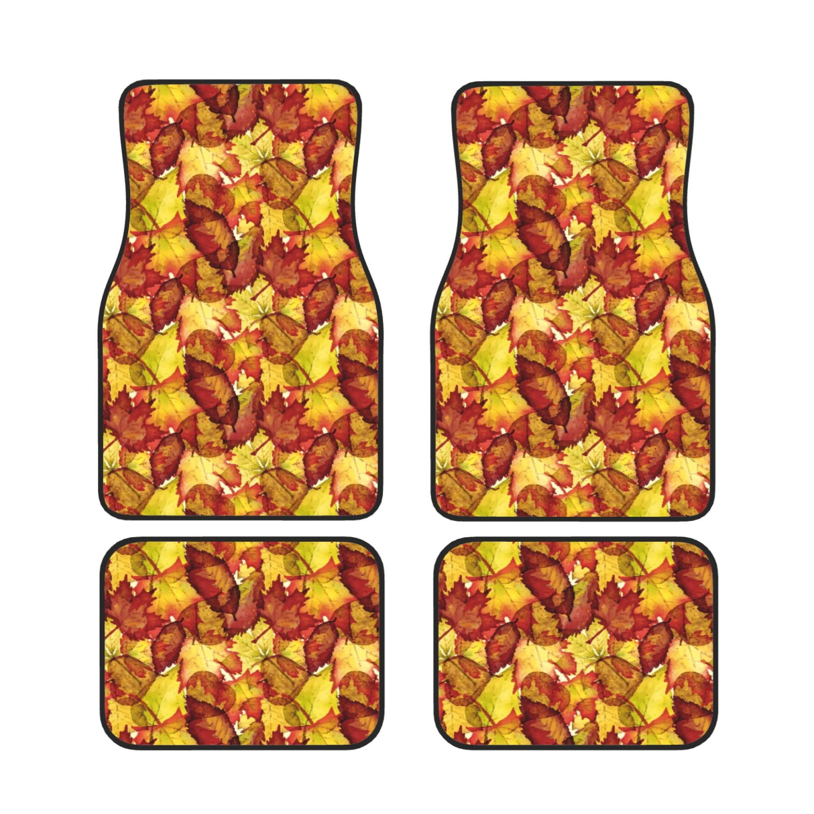 Cauagu Autumn Mosaic Maple Leaves Pattern Car Floor Mat Set of 4,Car ...