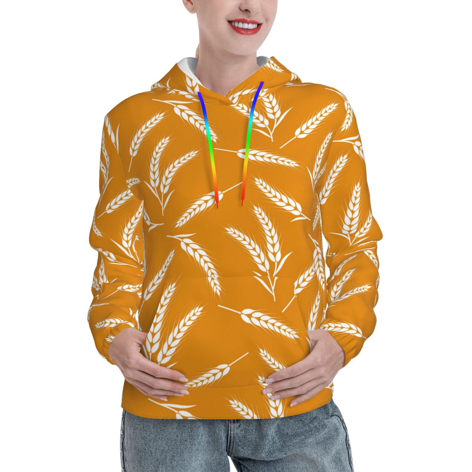 Cauagu Autumn Orange Wheat for Women's Hooded Sweatshirts Pullover ...