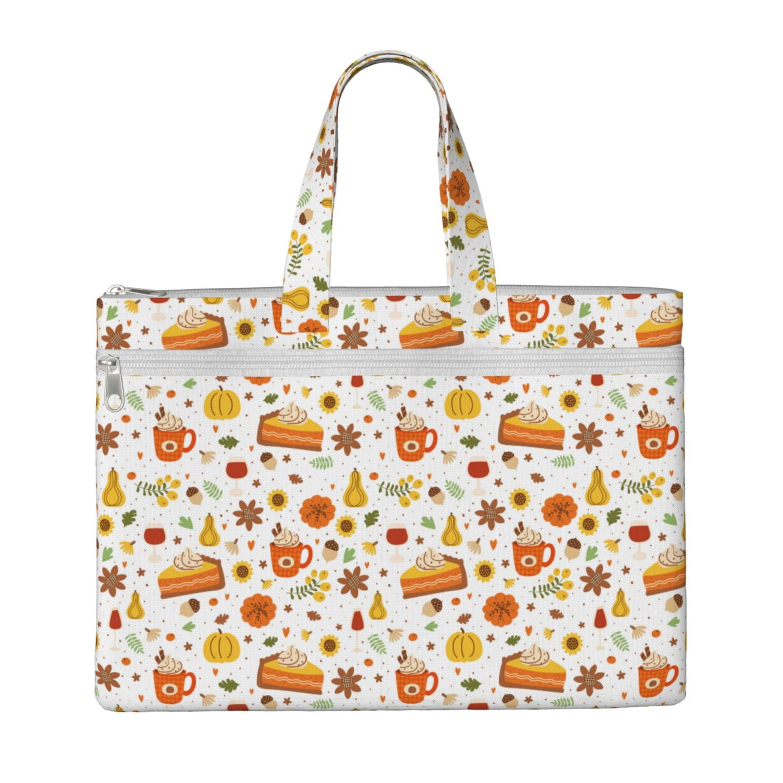Cauagu Autumn Pattern Canvas Tote File Bag, Zipper Tote Bag Business ...