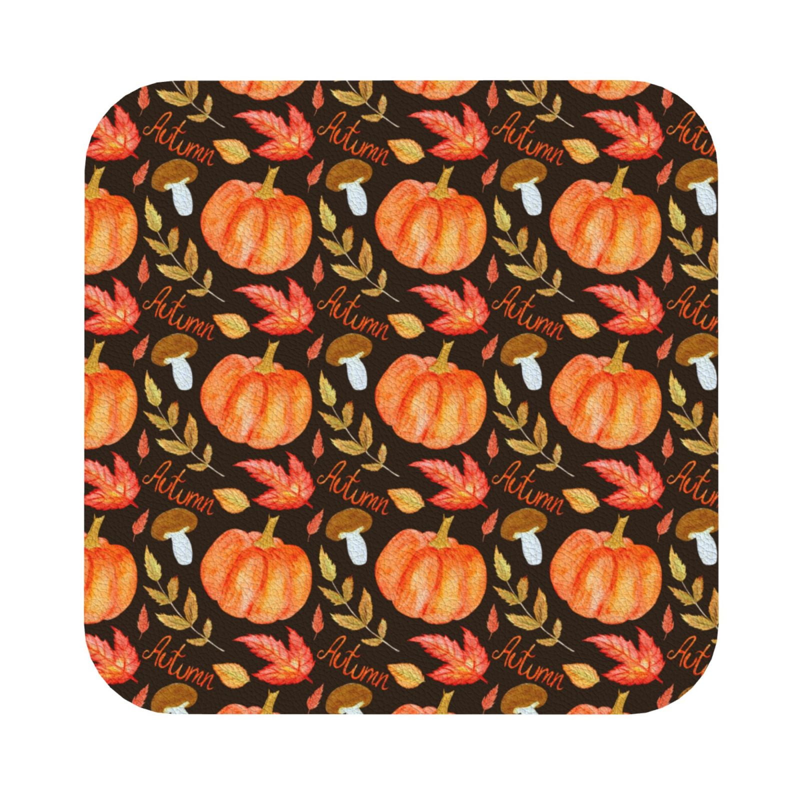 Cauagu Autumn Pumpkin for Round Coaster,Drink Coasters Set of 4 Leather ...