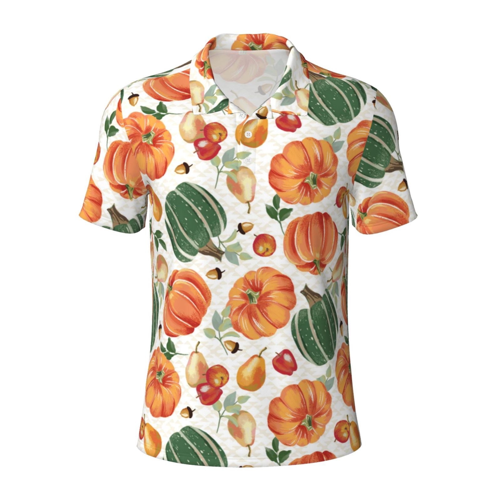 Cauagu Autumn Pumpkins Print Men's Polo Shirts, Short-Sleeve Polo ...