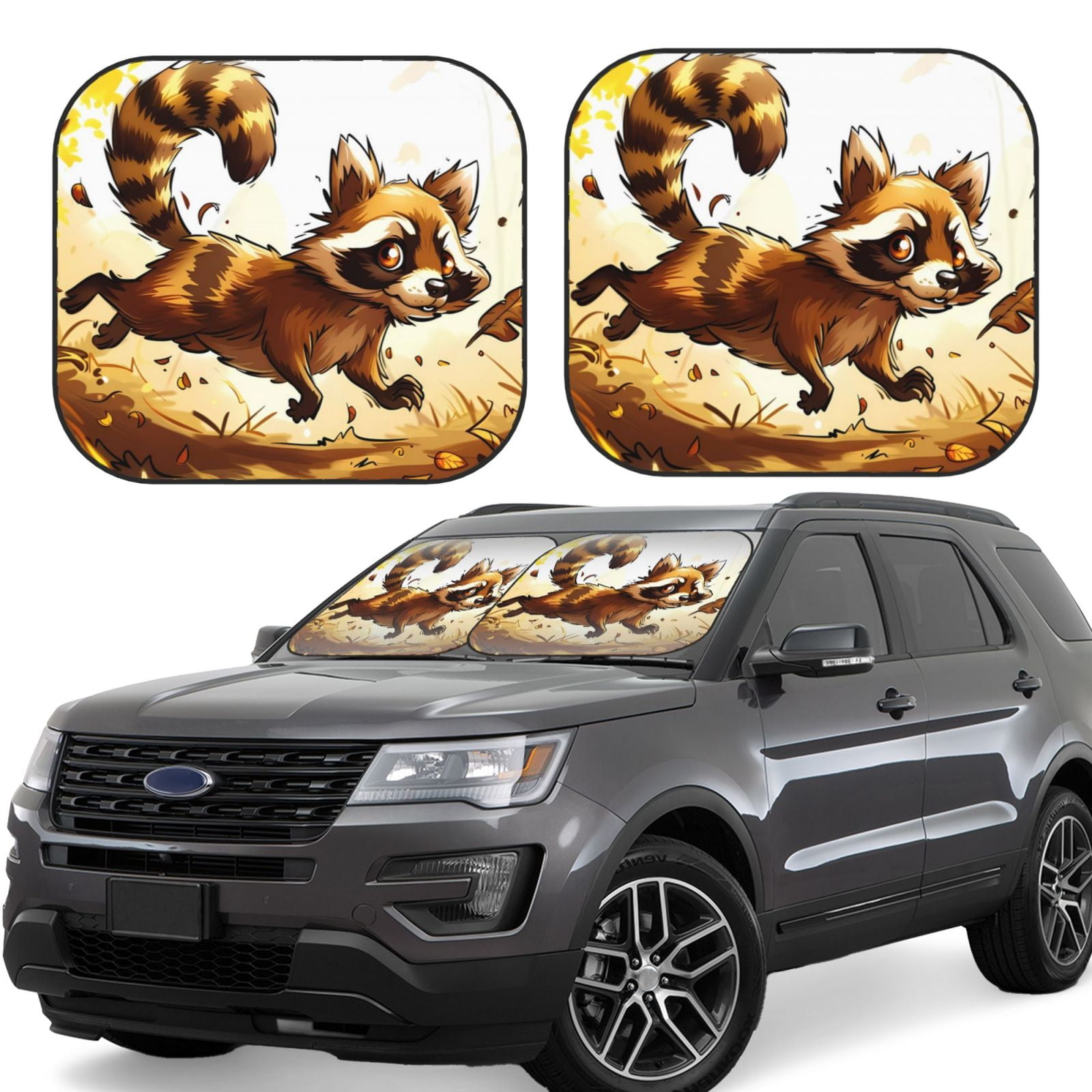 Cauagu Autumn Raccoon In Forest Cauagu {designName} Print Foldable Car ...