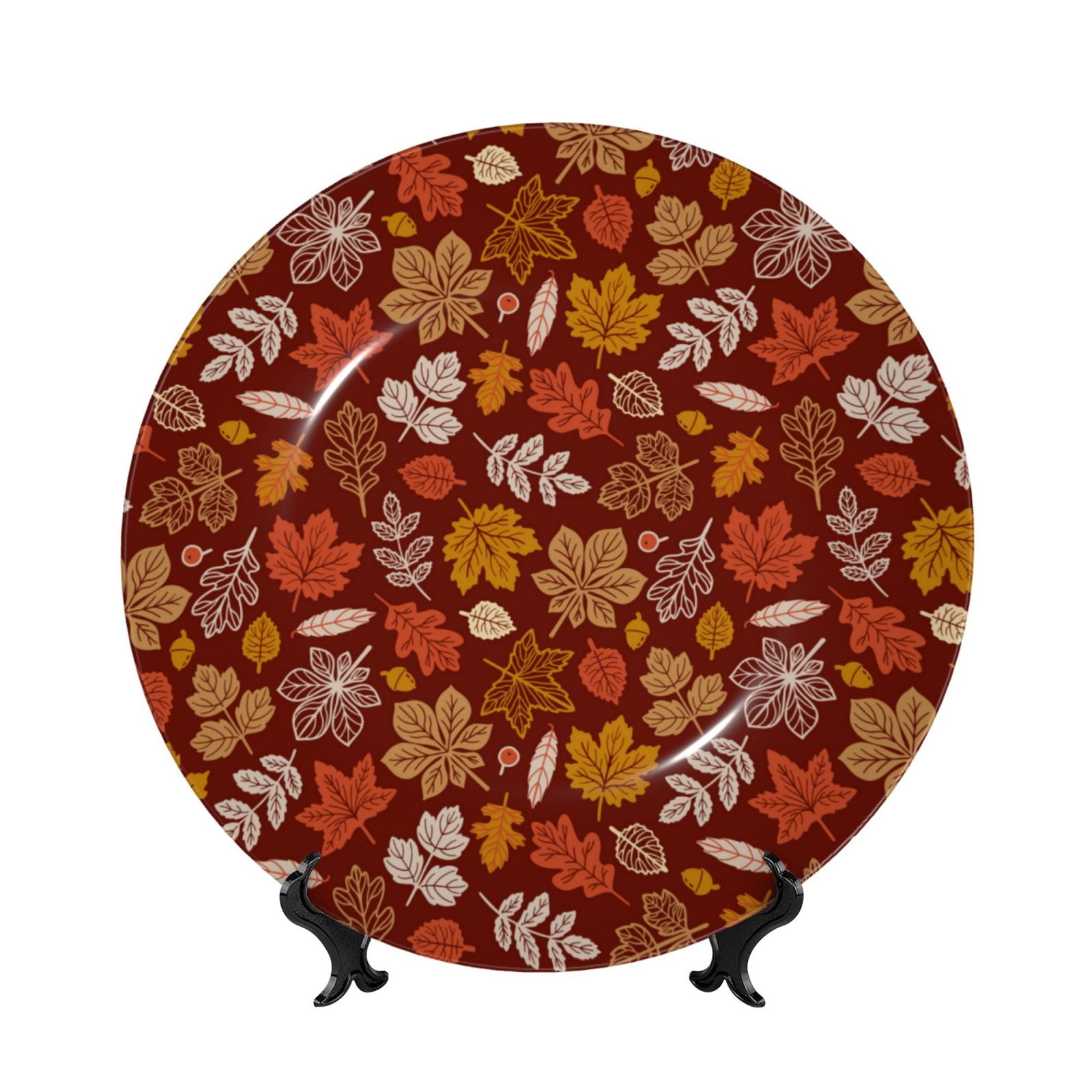 Cauagu Autumn Warm Tone Maple Leaf Print Bone China Decorative Plate ...