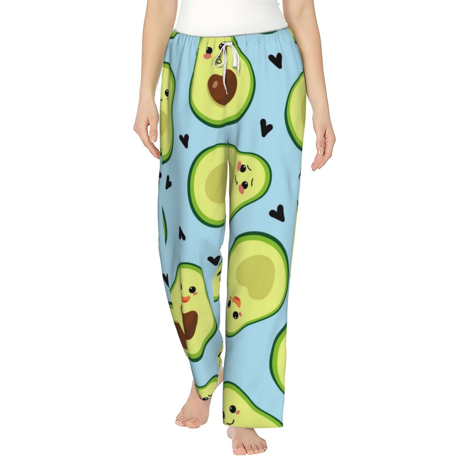 Cauagu Avocado and Hearts Pajama Pants for Women Loose Fit Wide Leg ...