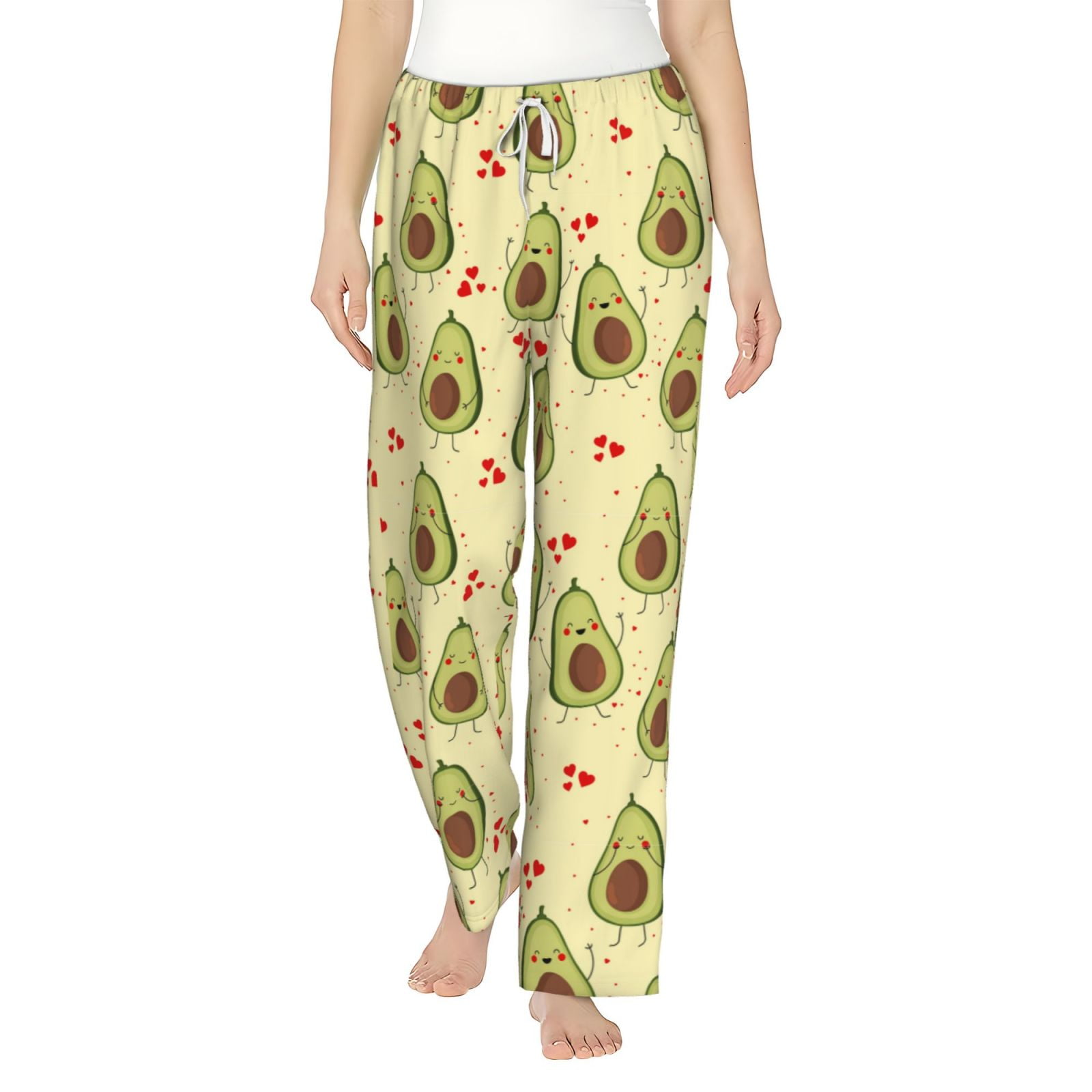 Cauagu Avocados And Hearts Pajama Pants for Women Loose Fit Wide Leg ...