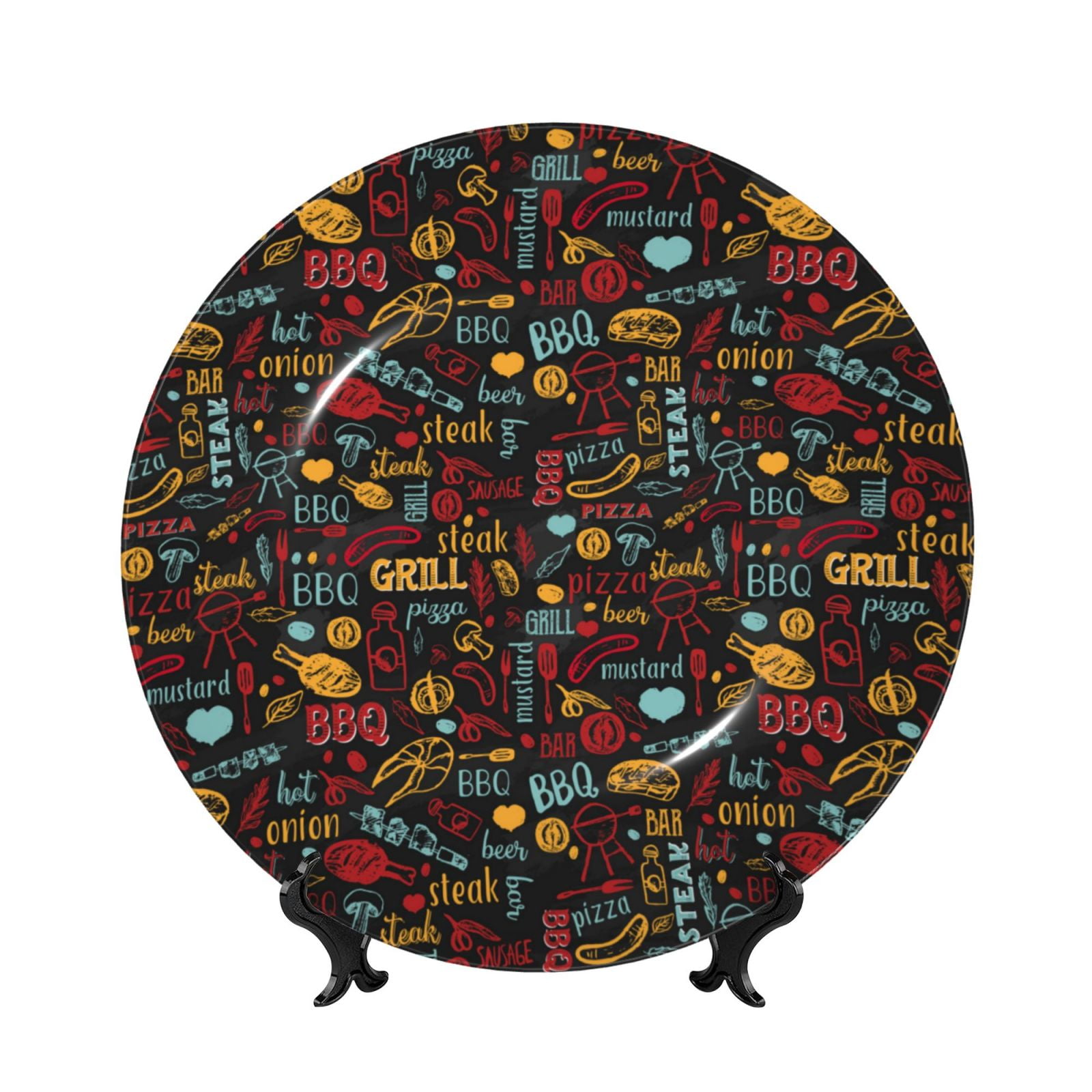 Cauagu BBQ Barbecue Grill Print Bone China Decorative Plate, Wall Mount ...