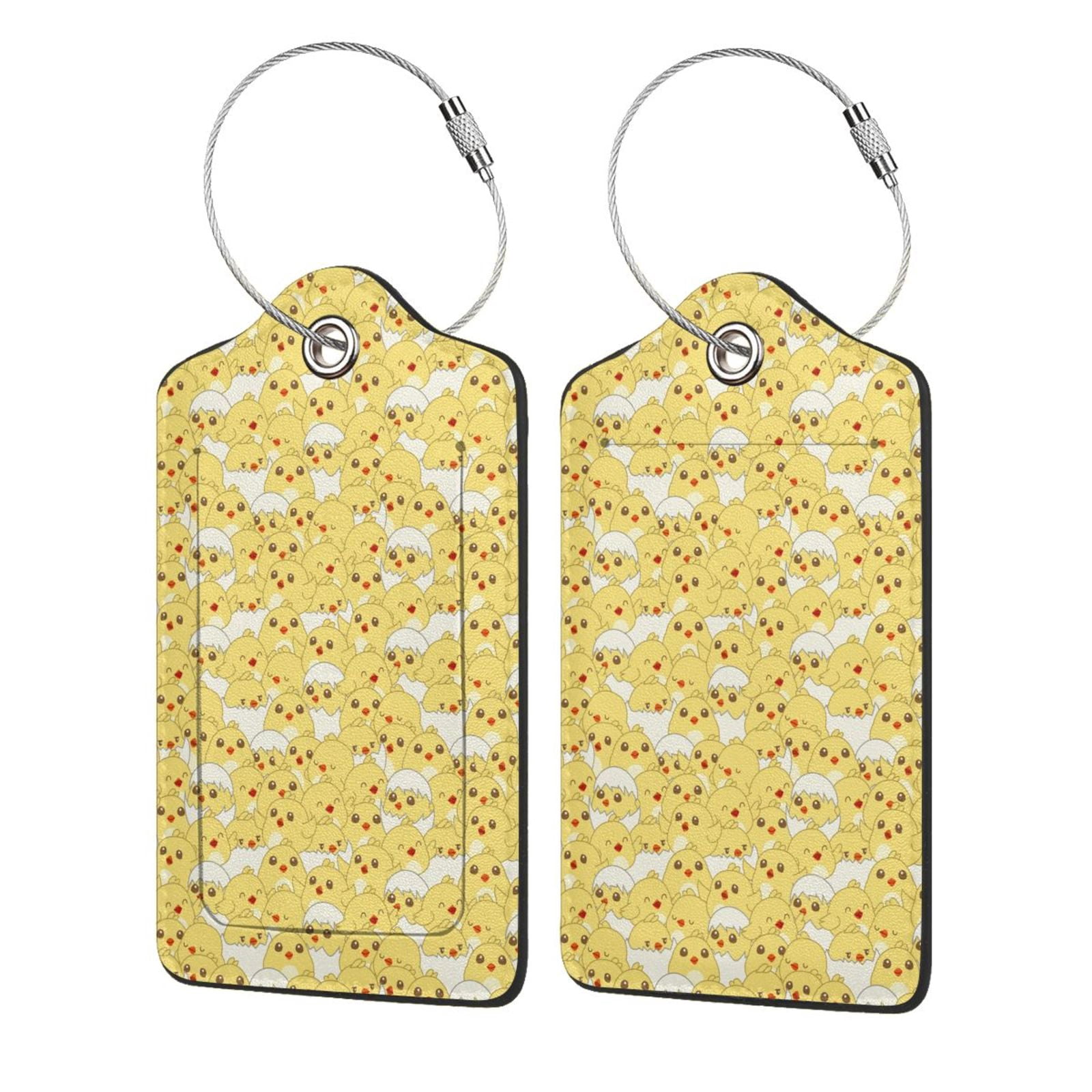 Cauagu Baby Chicks Print Luggage Tags,Leather Luggage Tags for ...