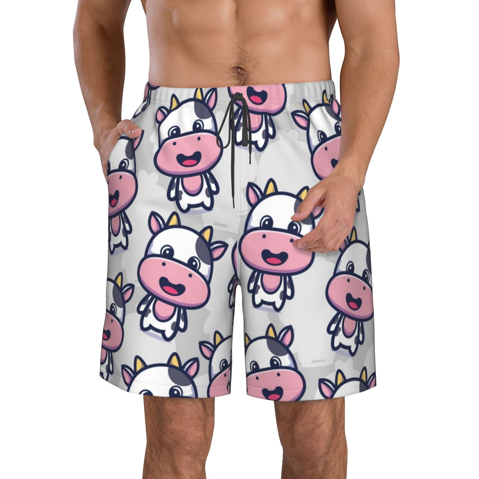 Cauagu Baby Cow Print Men's Swim Trunks,Hawaiian Bathing Suit Swimsuits ...