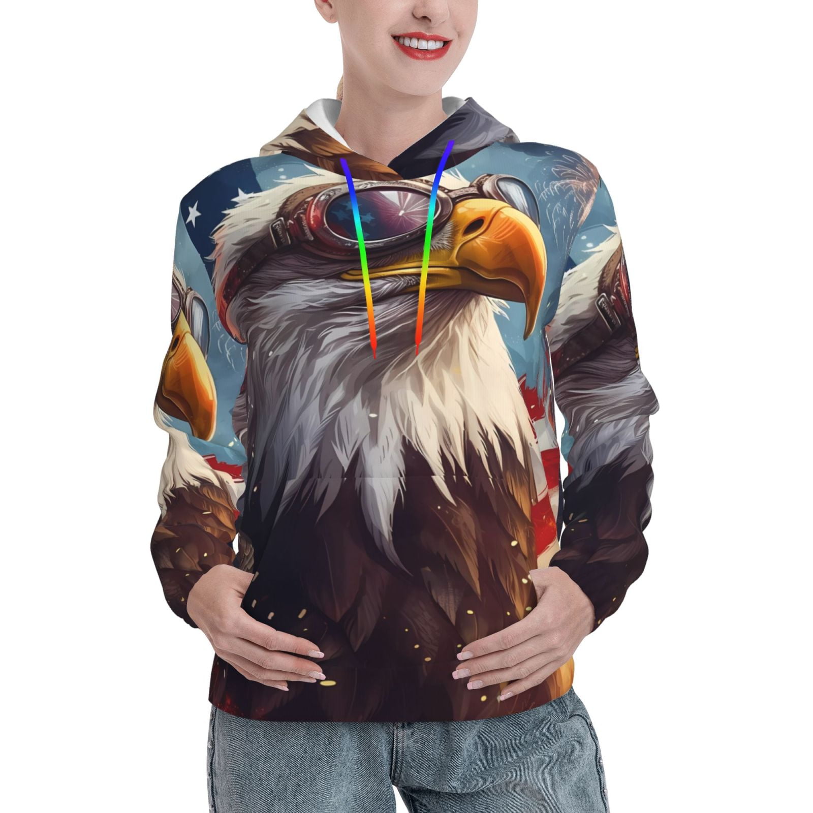 Cauagu Bald Eagle Pilot for Women's Hooded Sweatshirts Pullover Hoodie for Women Fall Workout ...
