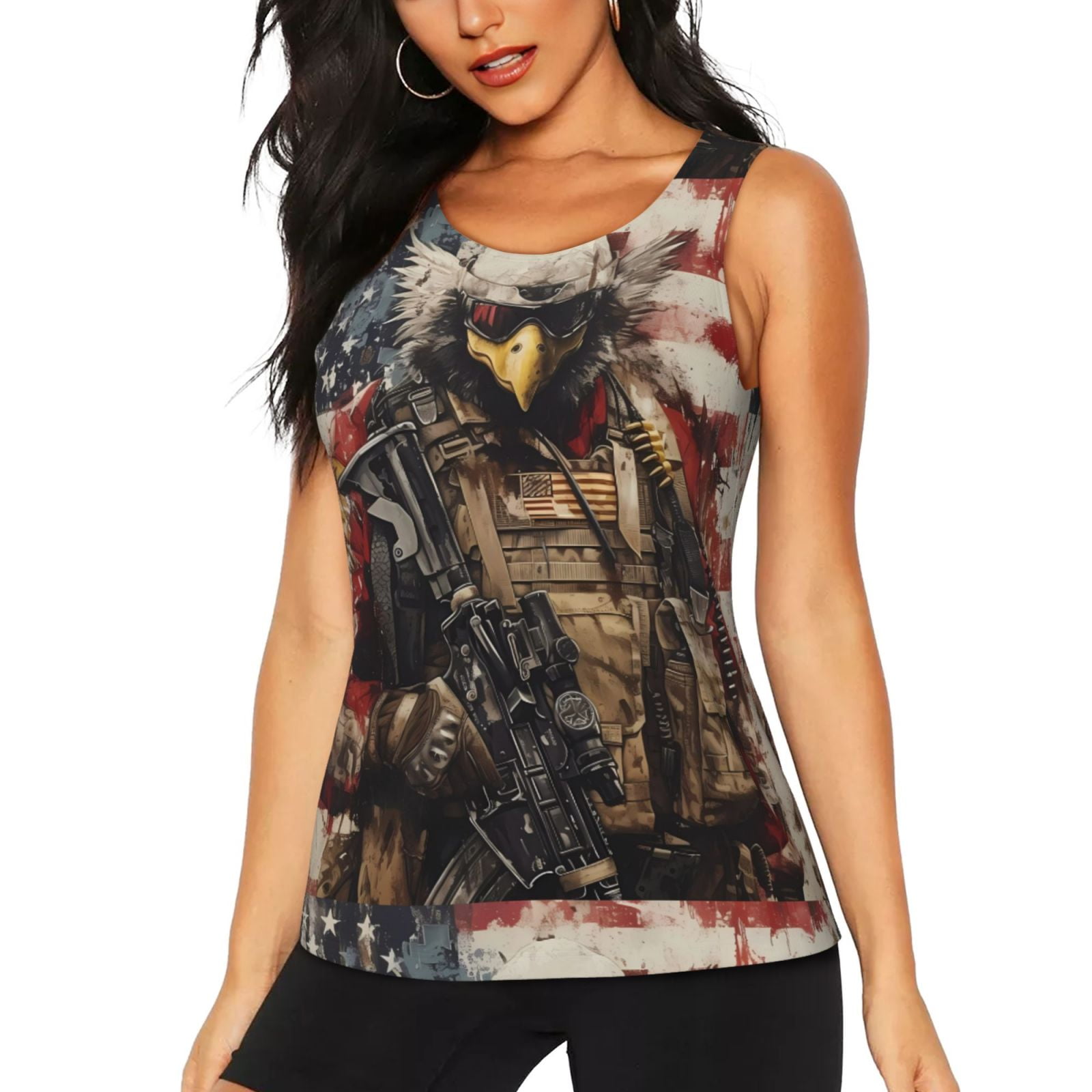 Cauagu Bald Eagle Soldier for Women's Workout Tank Tops Sleeveless ...