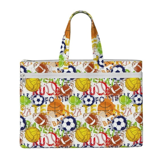 Cauagu Balls Pattern Canvas Tote File Bag, Zipper Tote Bag Business ...