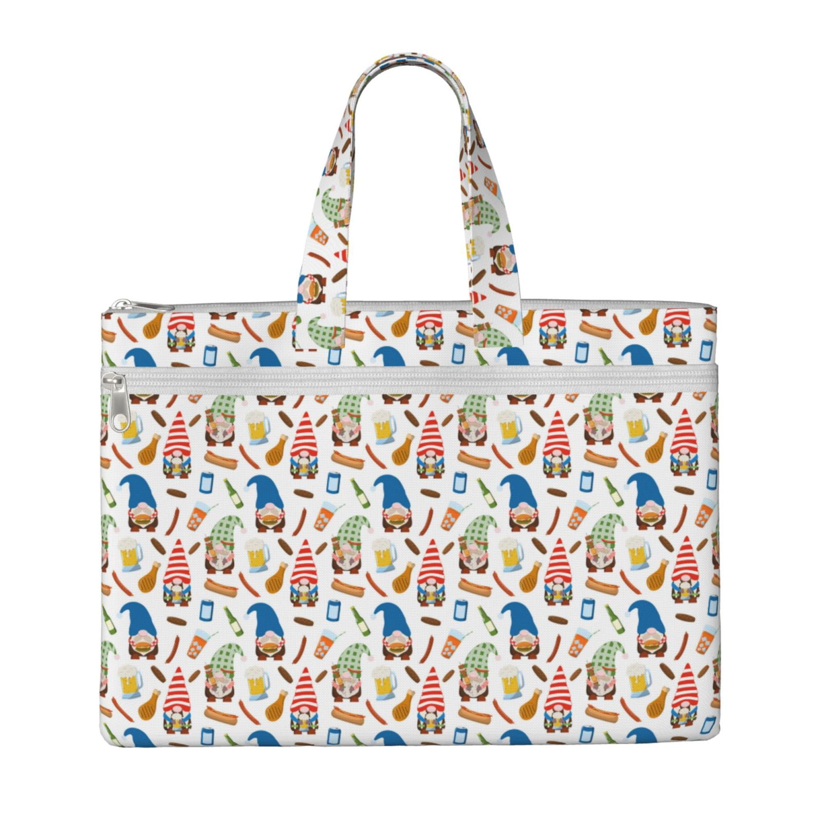 Cauagu Barbecue Gnomes Pattern Canvas Tote File Bag, Zipper Tote Bag ...