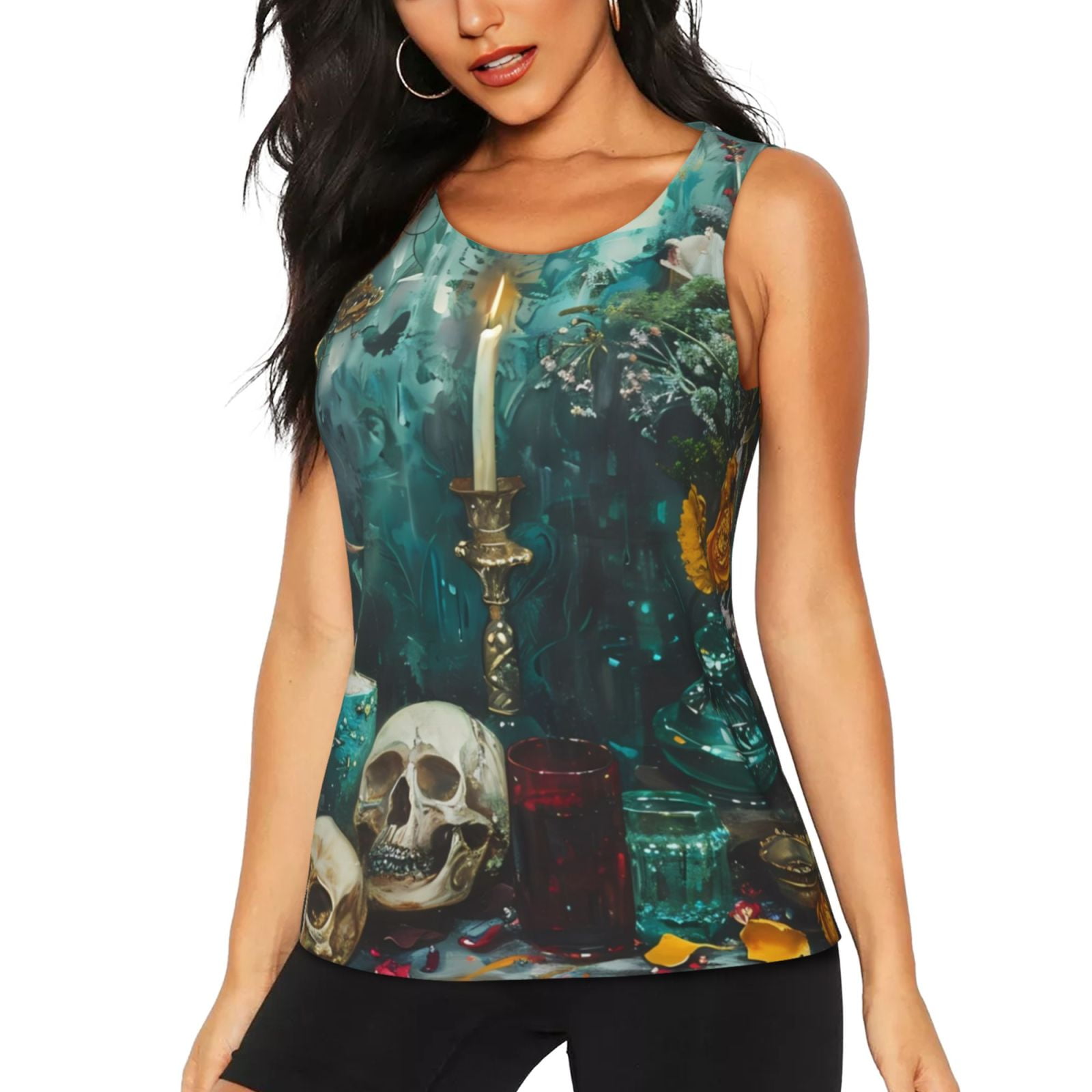 Cauagu Baroque Floral Still Life for Women's Workout Tank Tops ...