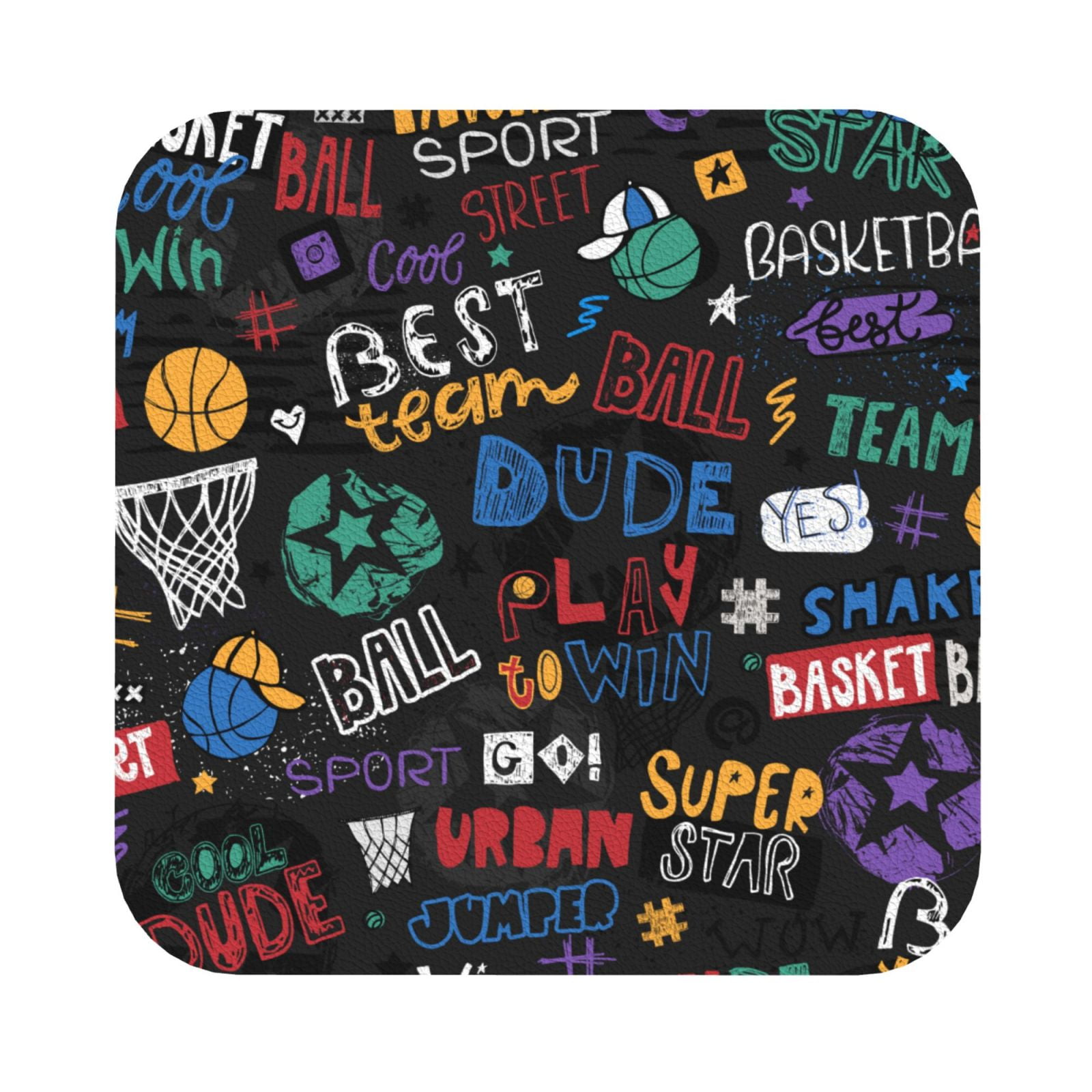 Cauagu Basketball for Round Coaster,Drink Coasters Set of 4 Leather Bar ...