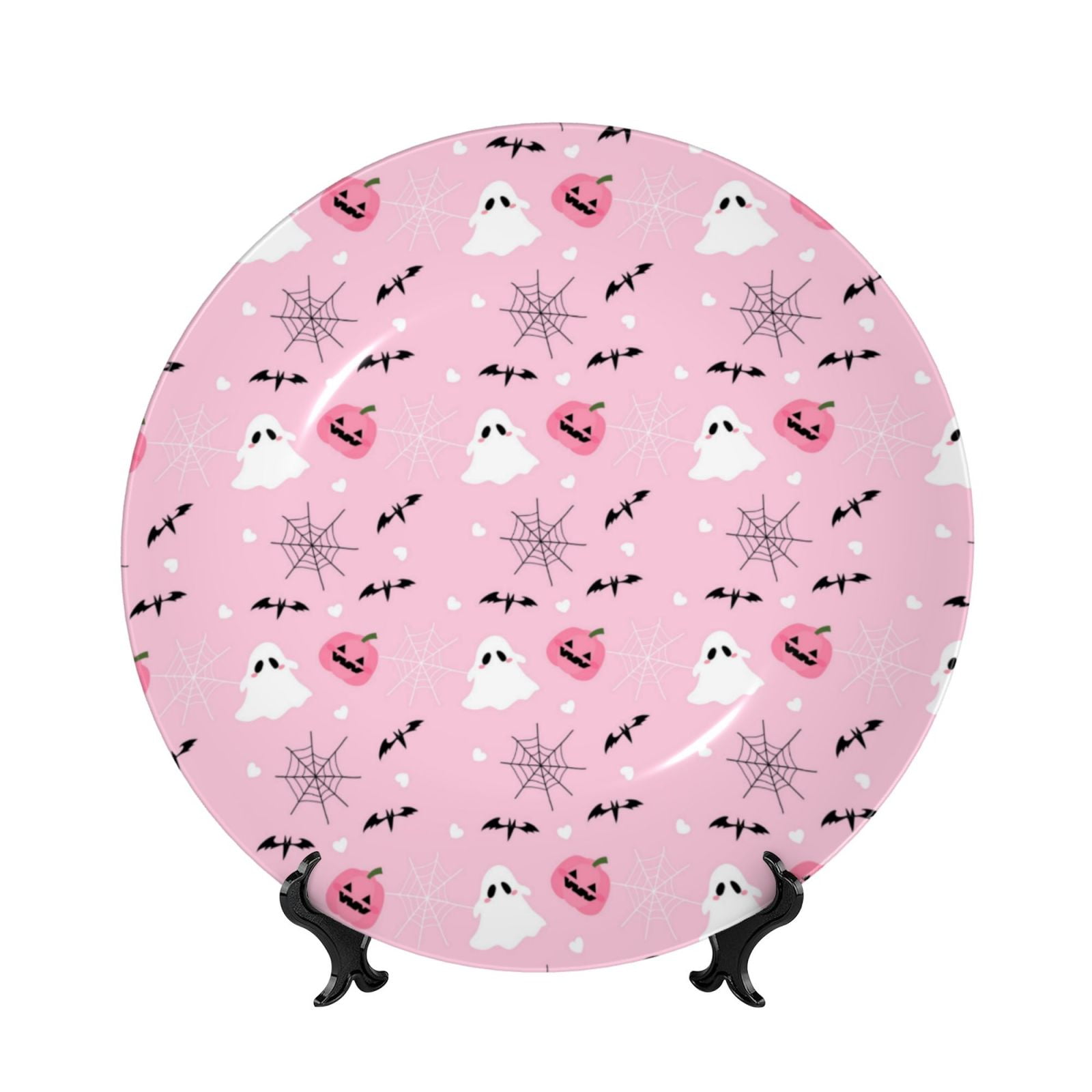 Cauagu Bat And Pumpkin Print Bone China Decorative Plate, Wall Mount ...