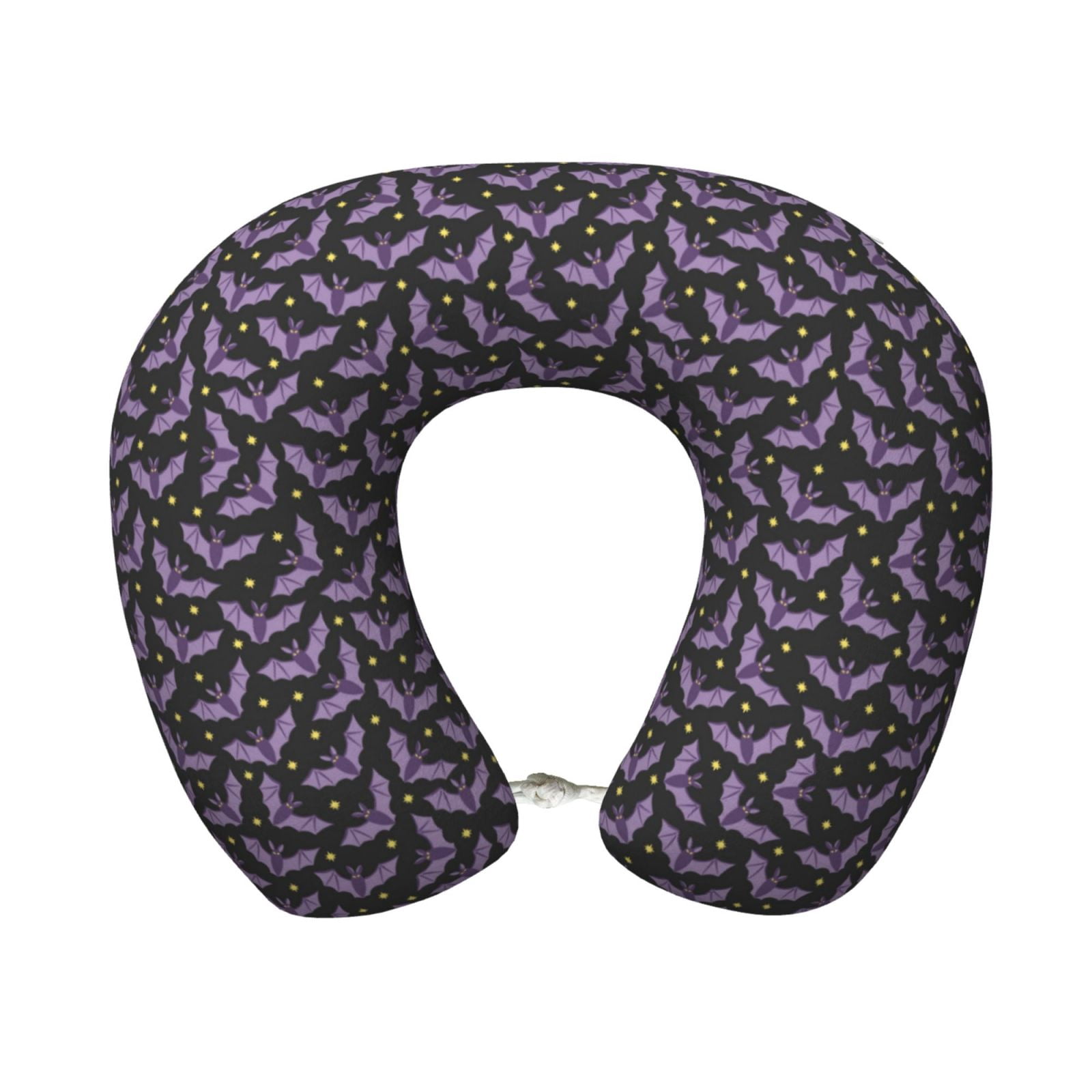 Cauagu Bat Purple Pattern Travel Pillow Memory Foam, U-Shaped Neck ...