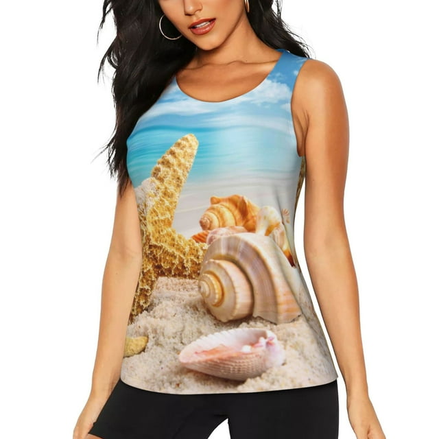 Cauagu Beach Starfish Shell for Women's Workout Tank Tops Sleeveless ...