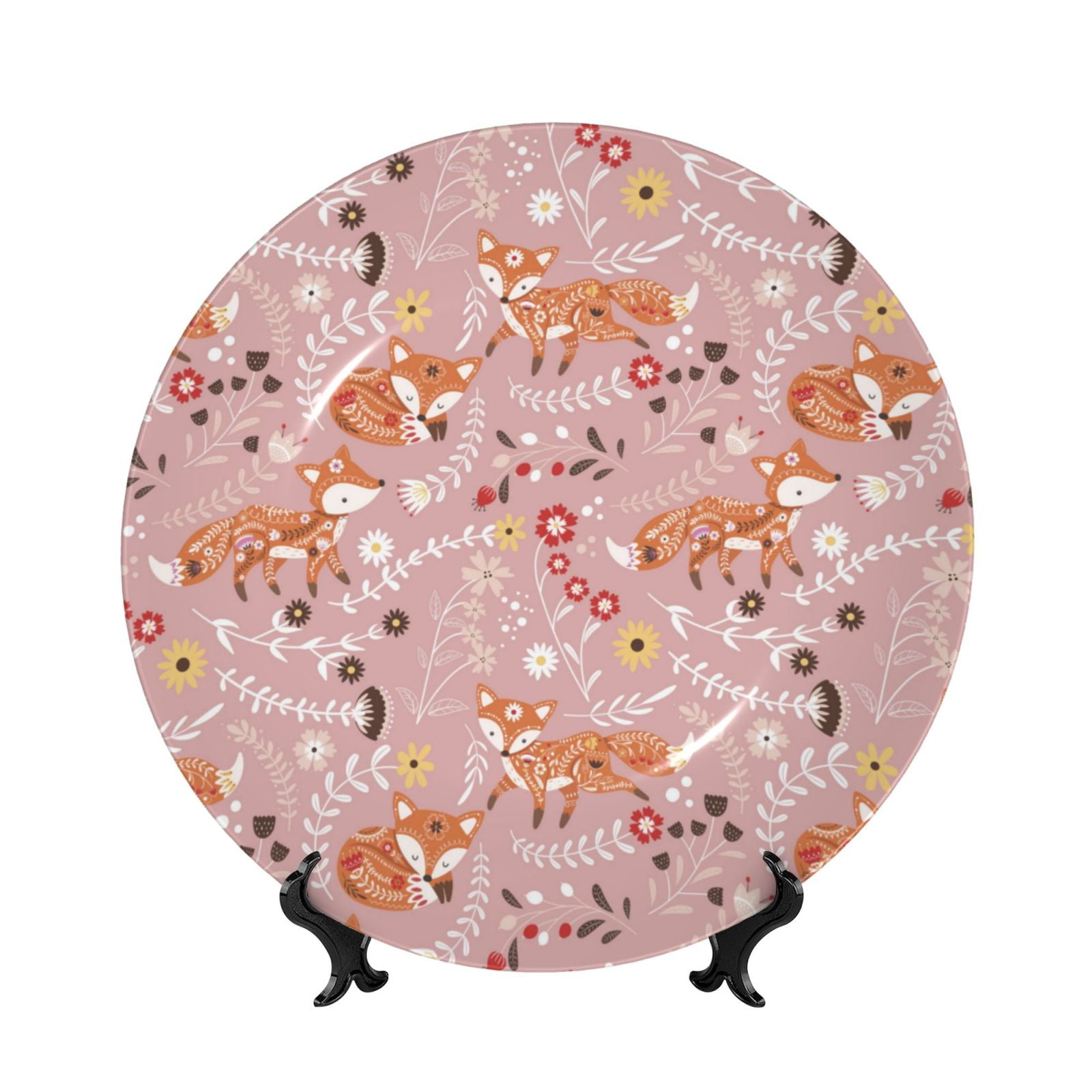 Cauagu Beautiful Fox Print Bone China Decorative Plate, Wall Mount ...