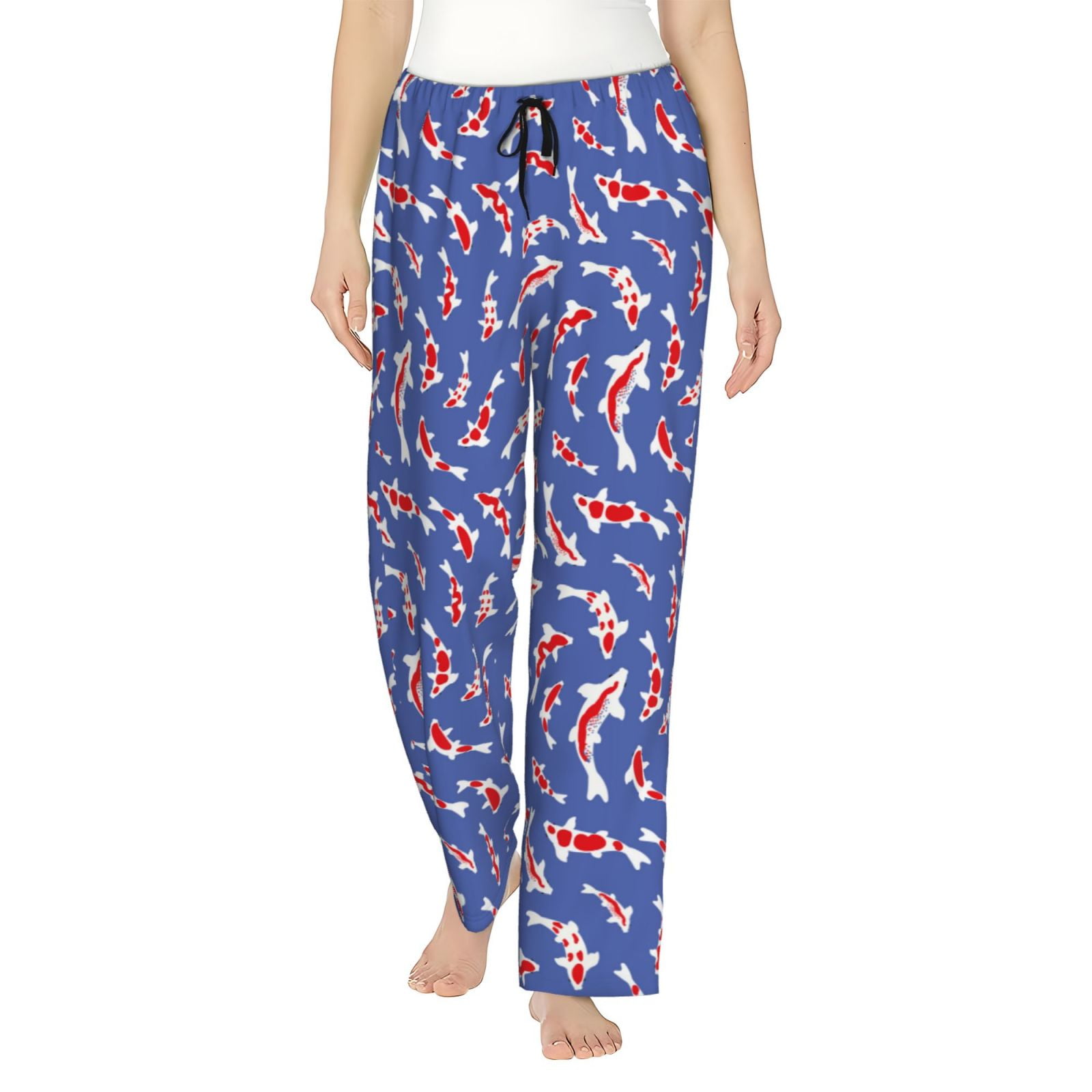 Cauagu Beautiful Koi Fish Pajama Pants for Women Loose Fit Wide Leg ...