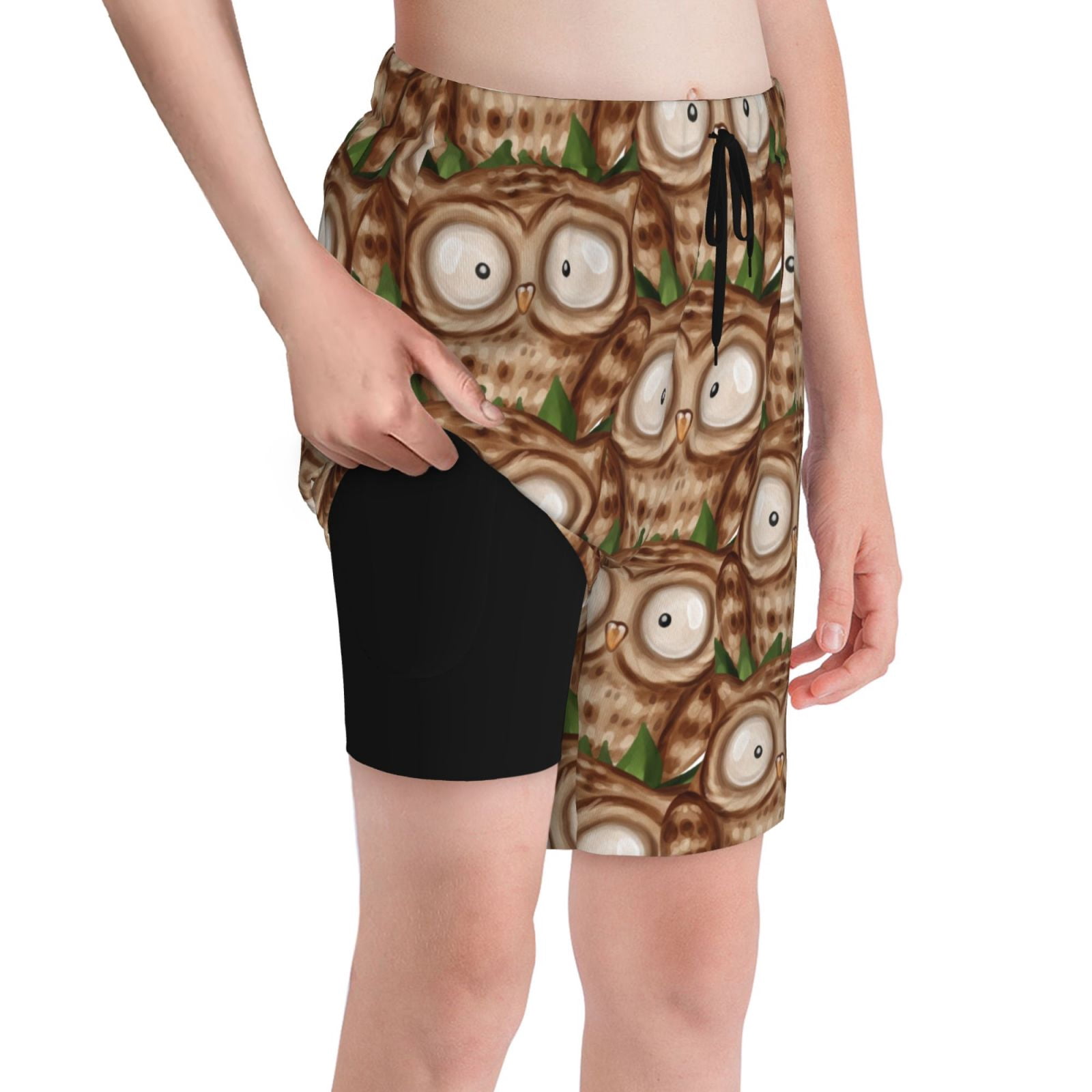 Cauagu Beautiful Owl Print Swim Trunks for Men,Youth Boys Swim Shorts ...
