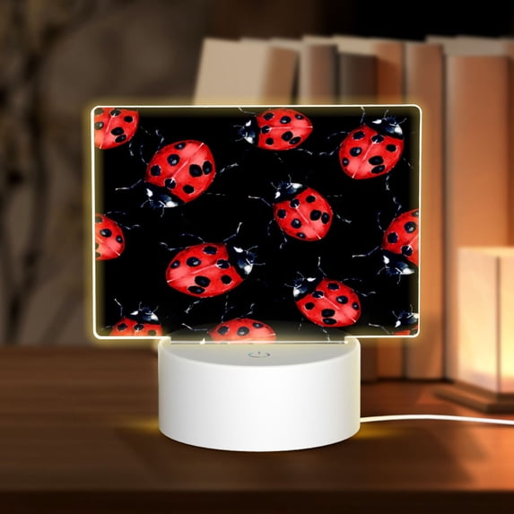 Cauagu Beautiful Red Ladybug for Rectangle Acrylic Night Light ...