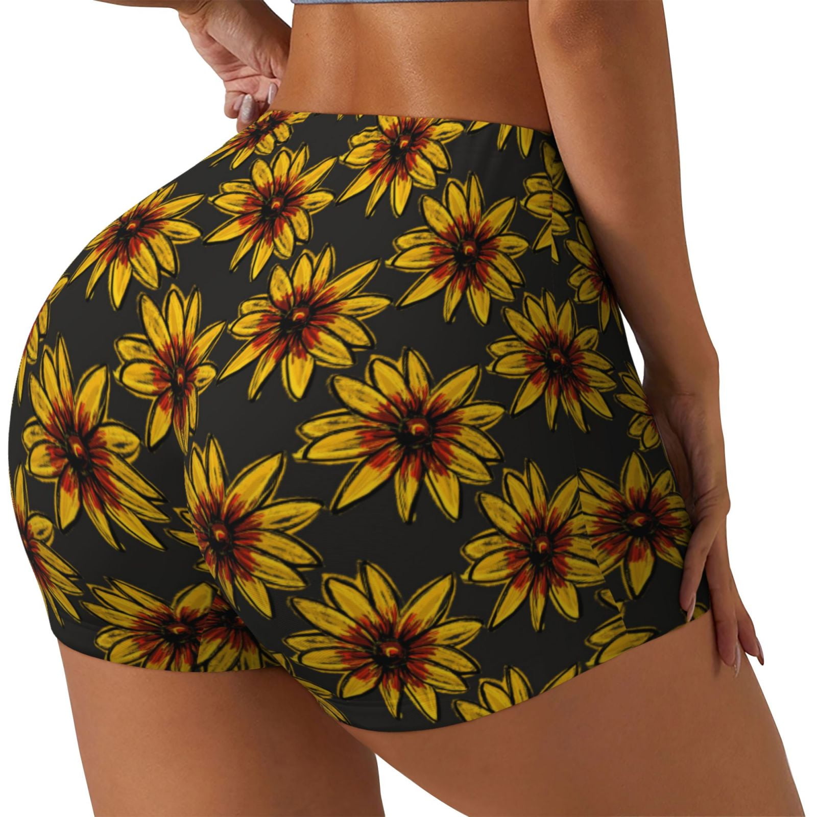 Cauagu Beautiful Sunflower for Womens Workout Impact Shorts,Booty Biker ...