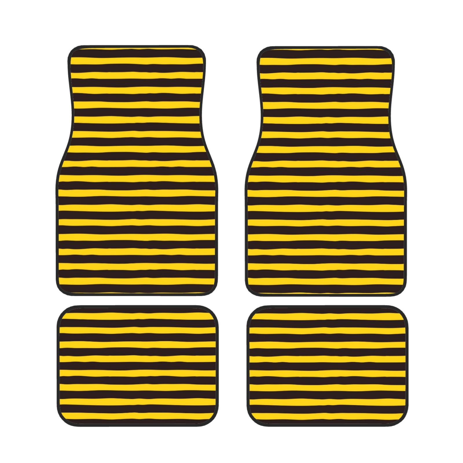 Cauagu Bee Stripe Pattern Car Floor Mat Set of 4,Car Carpet Mats Car ...