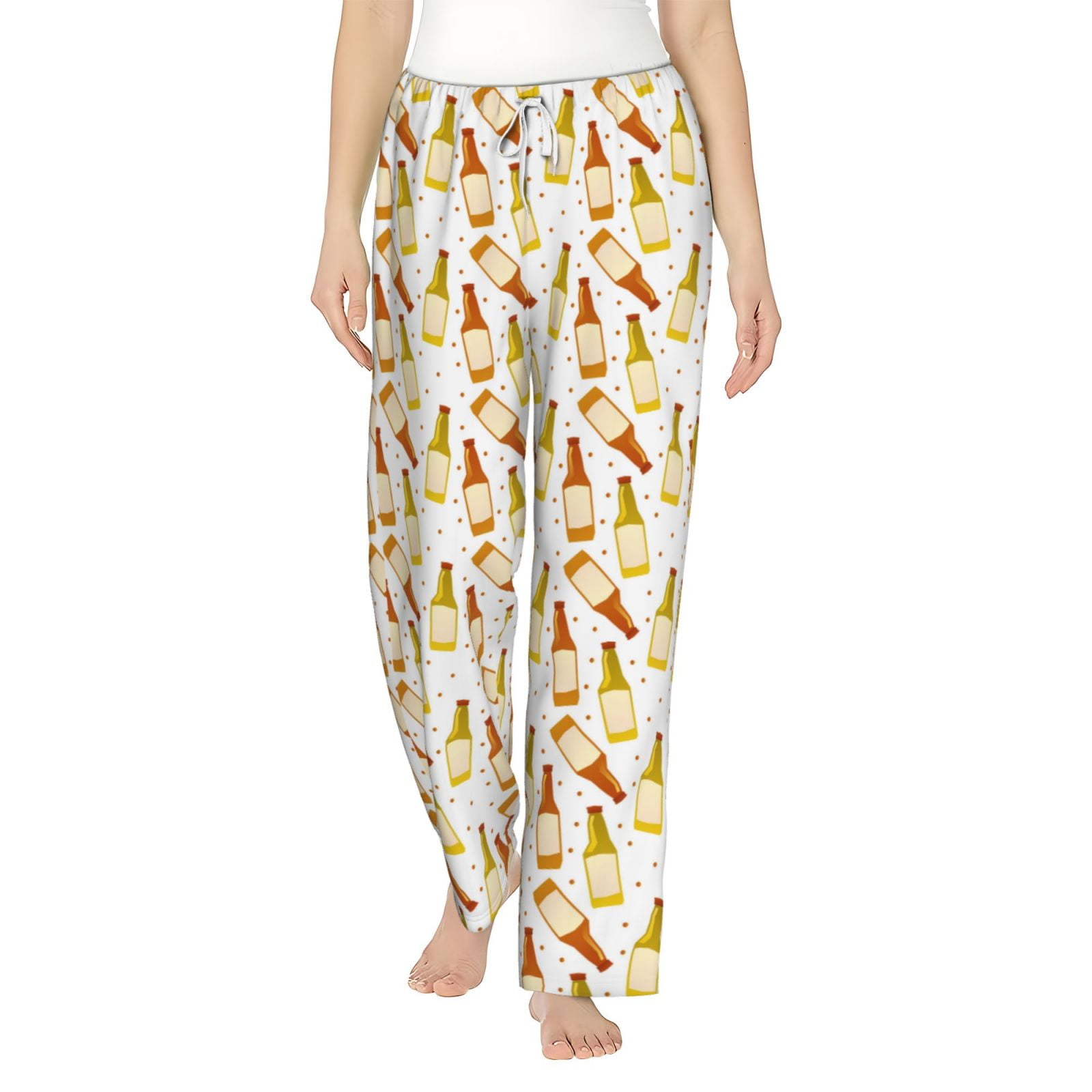 Cauagu Beer Bottles Pajama Pants for Women Loose Fit Wide Leg Trouser ...
