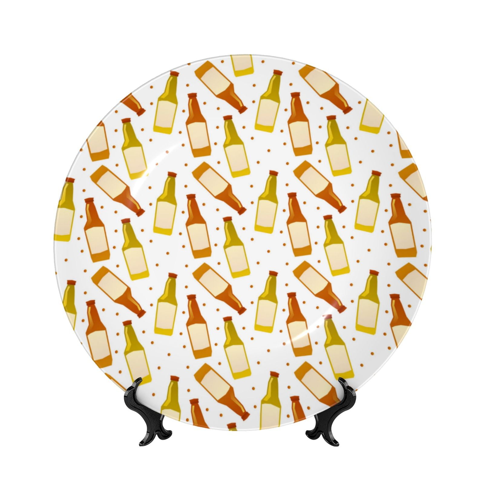 Cauagu Beer Bottles Print Bone China Decorative Plate, Wall Mount Plate ...