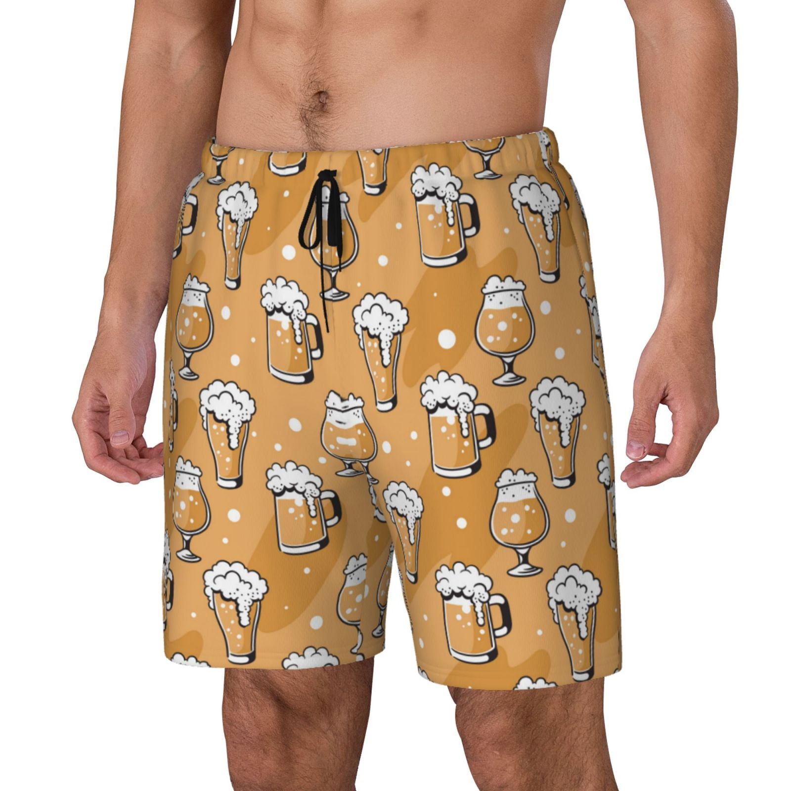 Cauagu Beer In Glasses Print Mens Swim Trunks Quick Dry Board Shorts ...