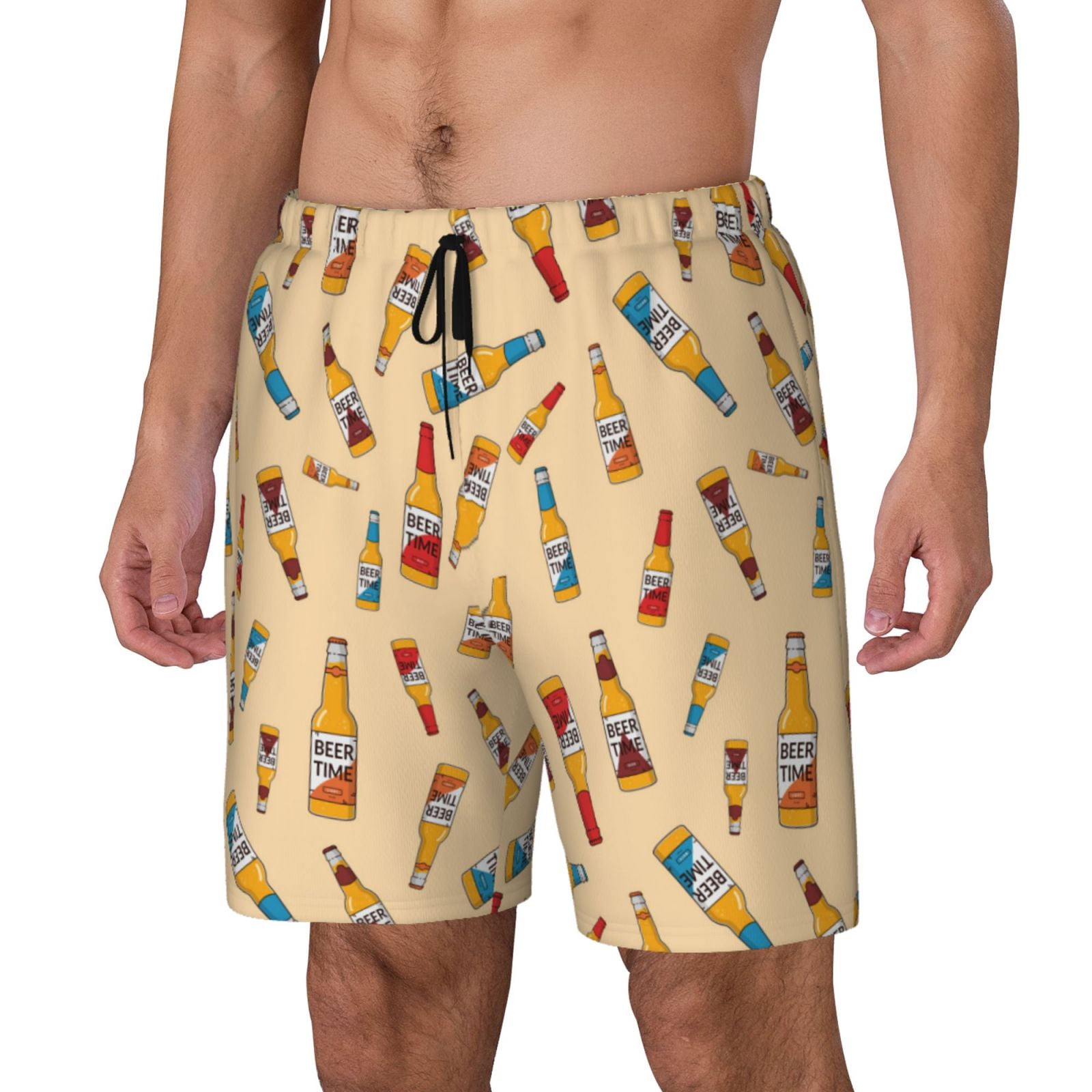 Cauagu Beer Time Print Mens Swim Trunks Quick Dry Board Shorts Swim ...