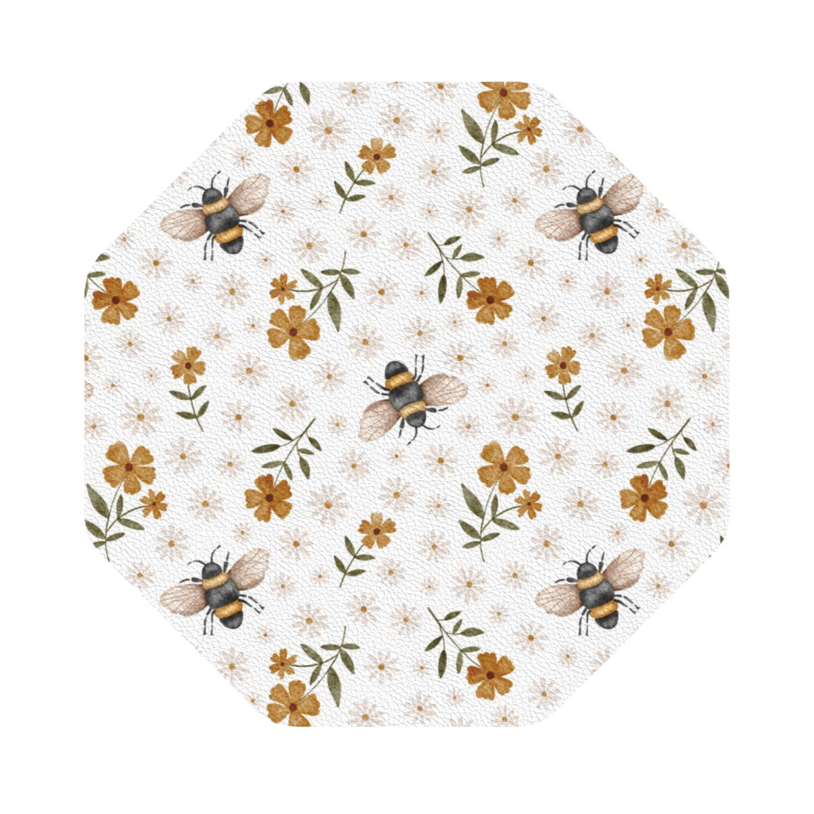 Cauagu Bees And Flowers for Round Coaster,Drink Coasters Set of 4 ...