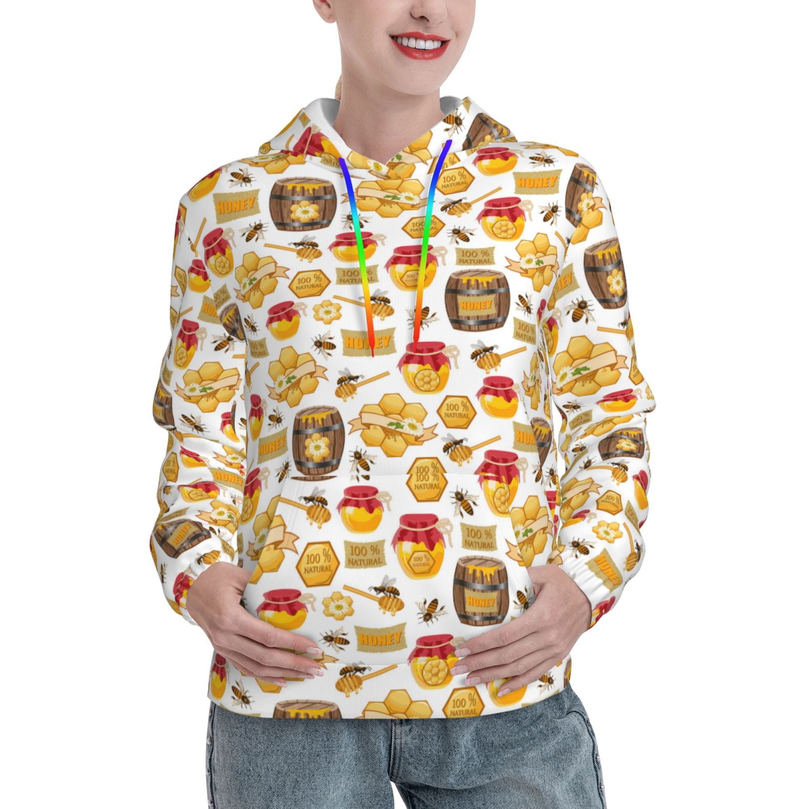 Cauagu Bees And Honey for Women's Hooded Sweatshirts Pullover Hoodie for Women Fall Workout ...