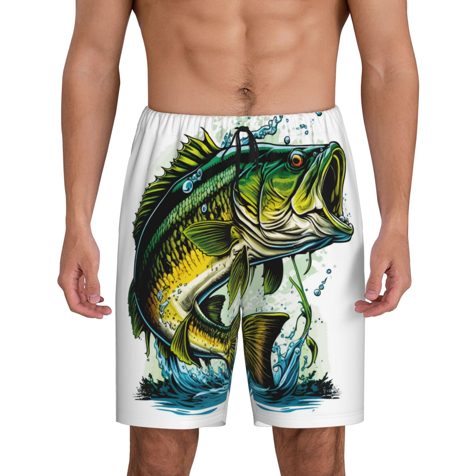 Cauagu Big bass fish Print Pajama Bottoms for Men Sleep Pajama Shorts ...