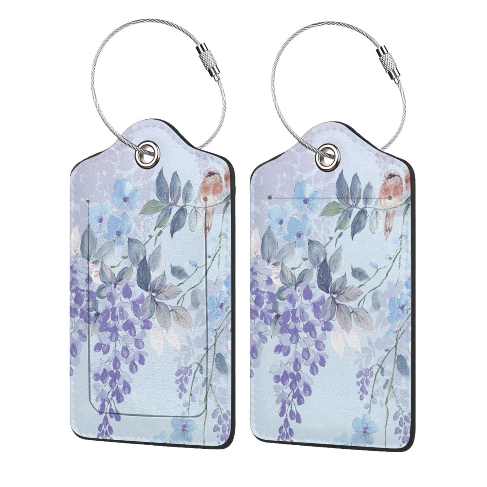 Cauagu Bird Butterfly Stripe Pattern Luggage Tags,Leather Luggage Tags ...