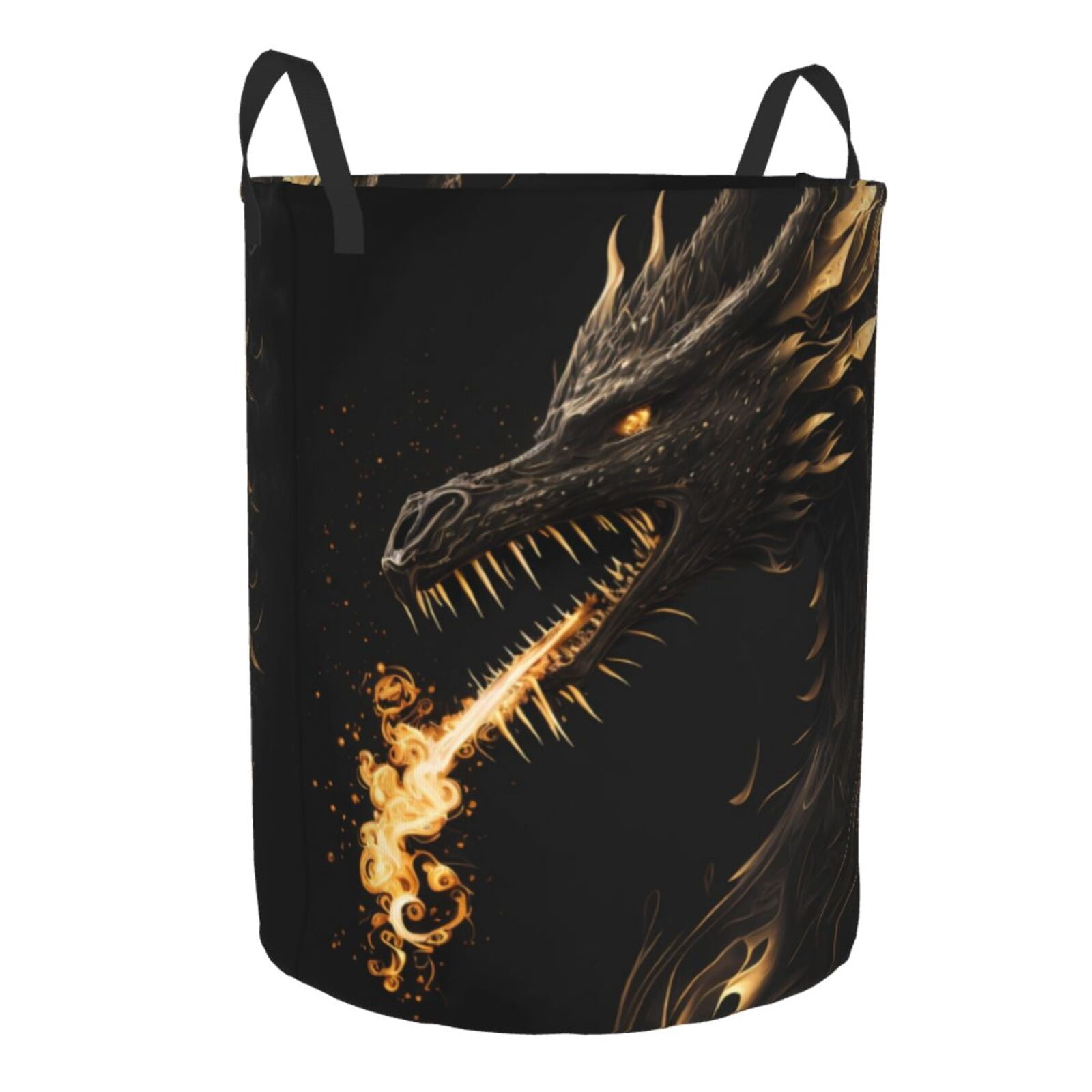Cauagu Black And Gold Fire Dragon for Laundry Basket,Collapsible ...