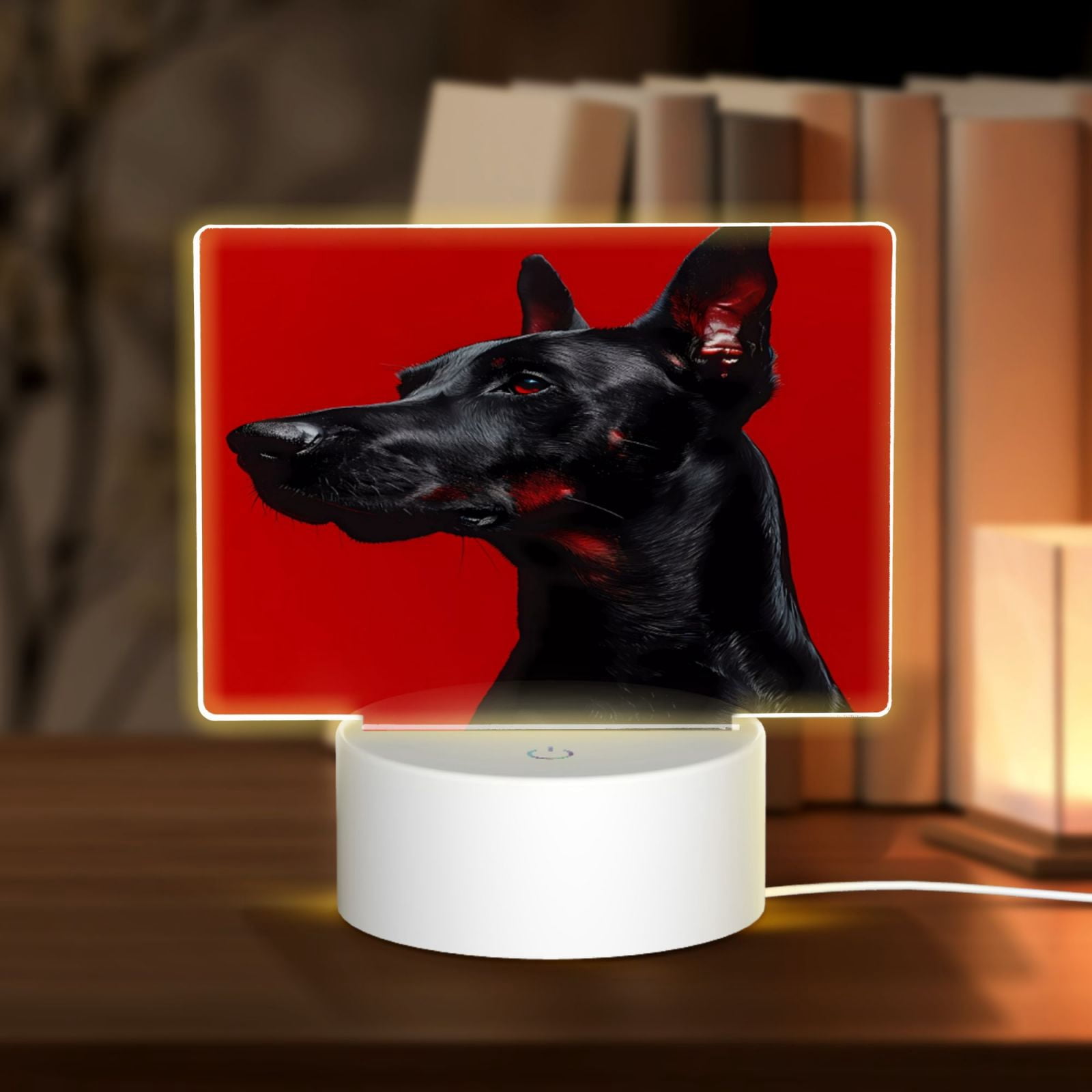 Cauagu Black Dog Red Background for Rectangle Acrylic Night Light ...