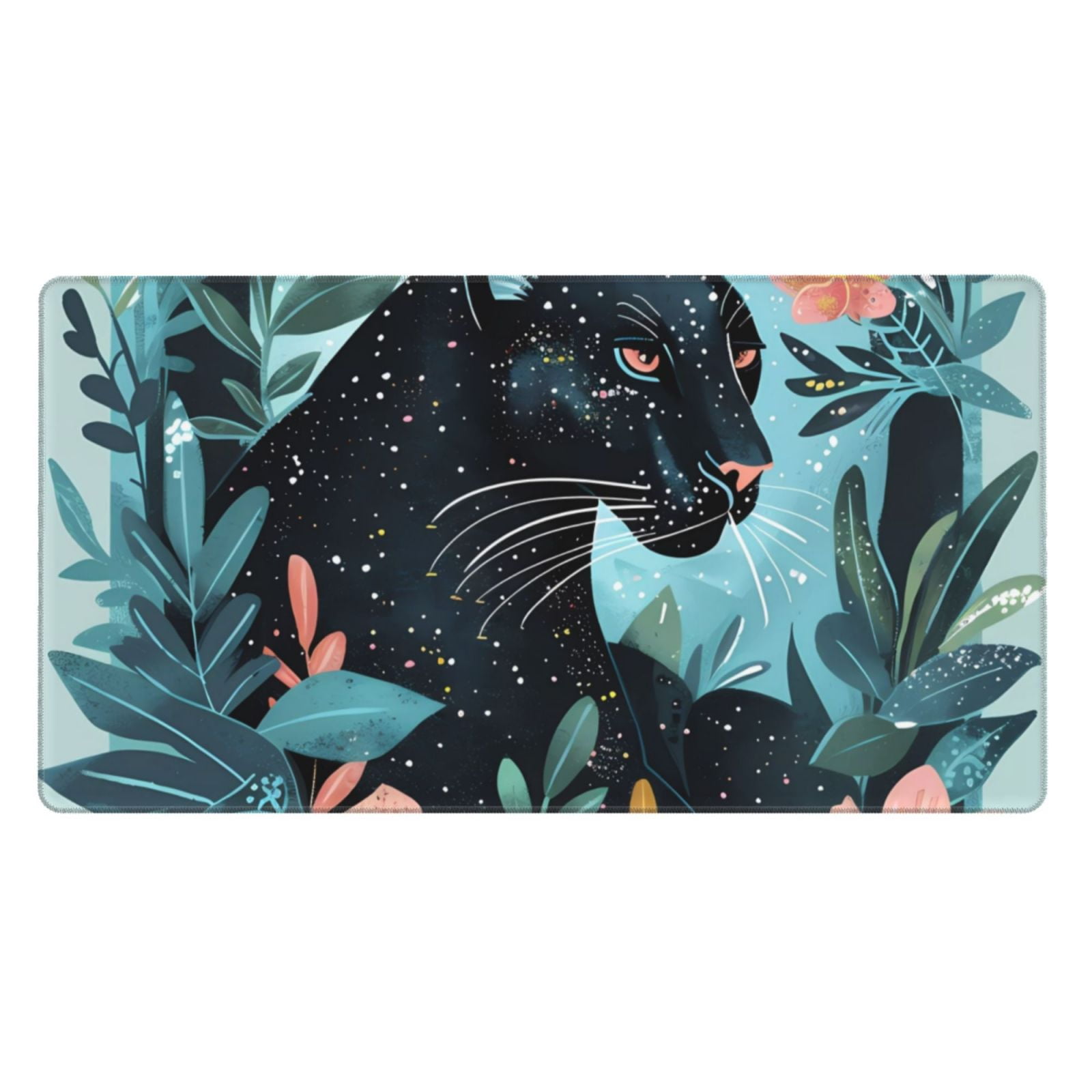 Cauagu Black Panther Floral Illustration for Large Mouse Pad,XXL ...