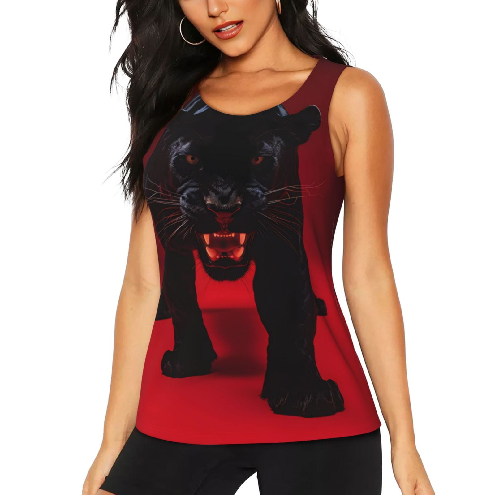 Cauagu Black Panther Red Background for Women's Workout Tank Tops ...