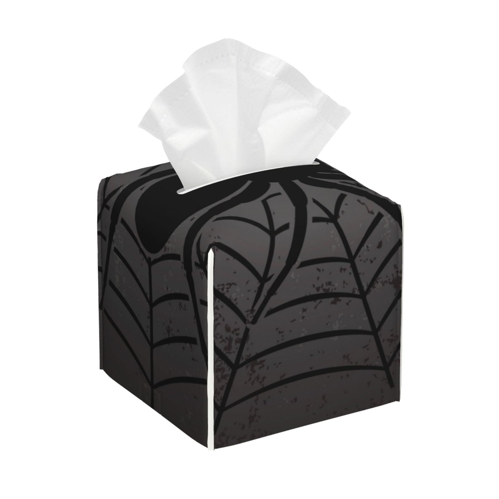 Cauagu Black Spider On Web 1 Print Tissue Box Cover,Leather Square ...
