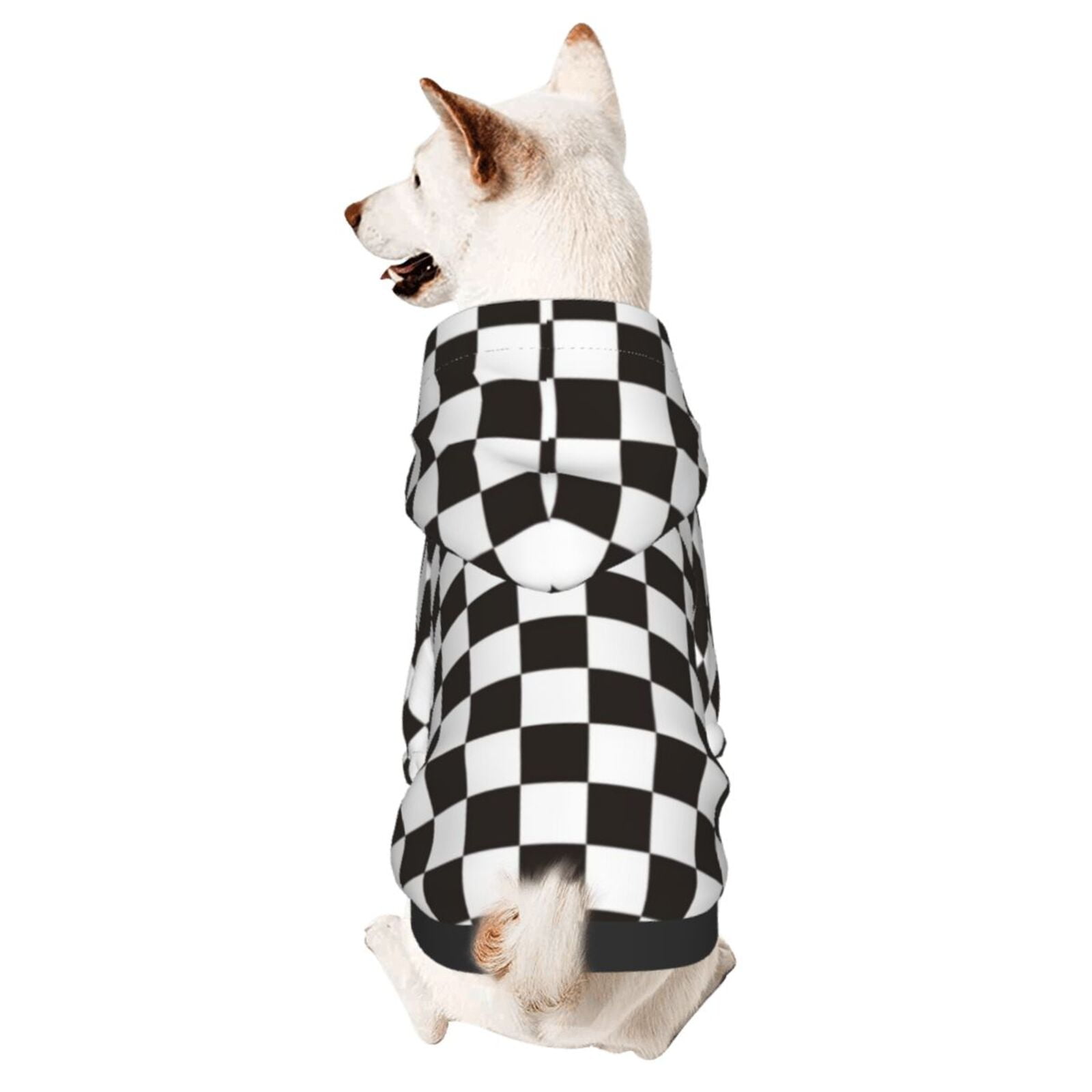 Cauagu Black and White Checkerboard Pattern Winter Pet Hoodie ...