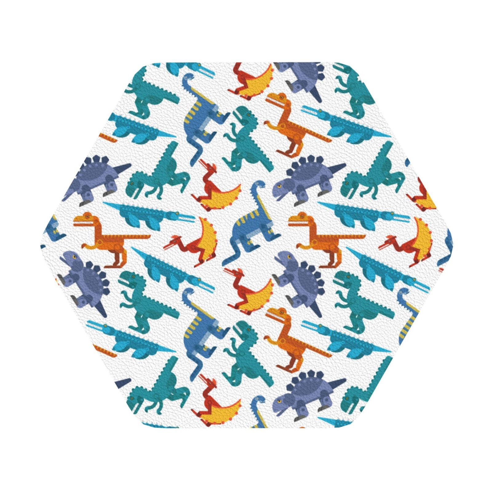 Cauagu Block Dinosaur for Round Coaster,Drink Coasters Set of 4 Leather ...