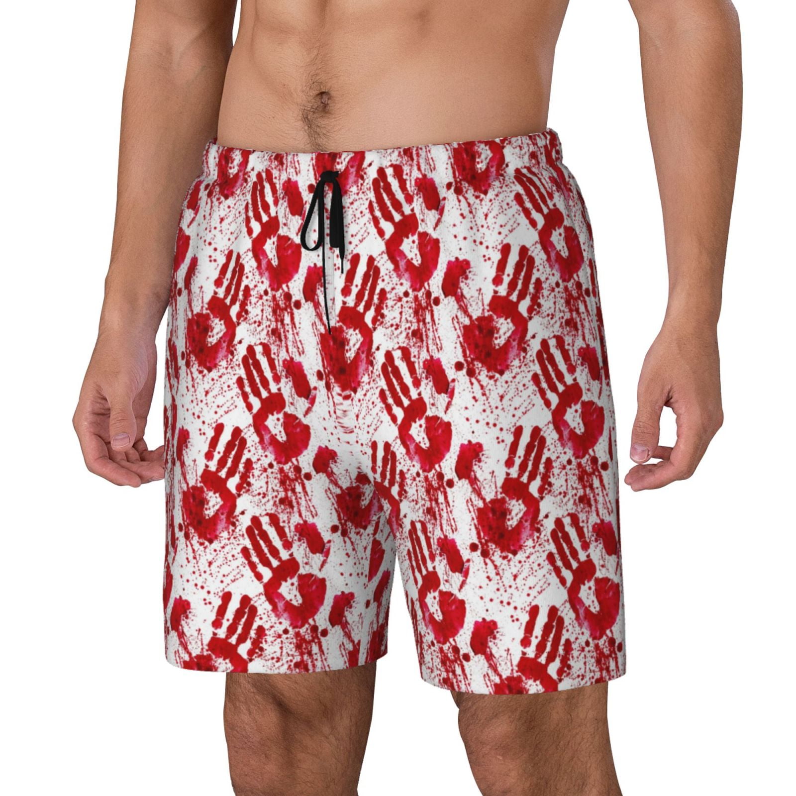 Cauagu Bloody Hand 2 Print Mens Swim Trunks Quick Dry Board Shorts Swim ...